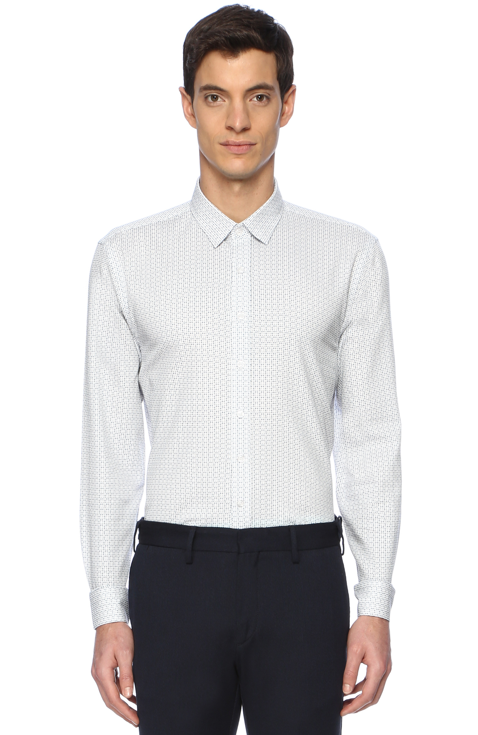 Beyaz Baskılı Gömlek