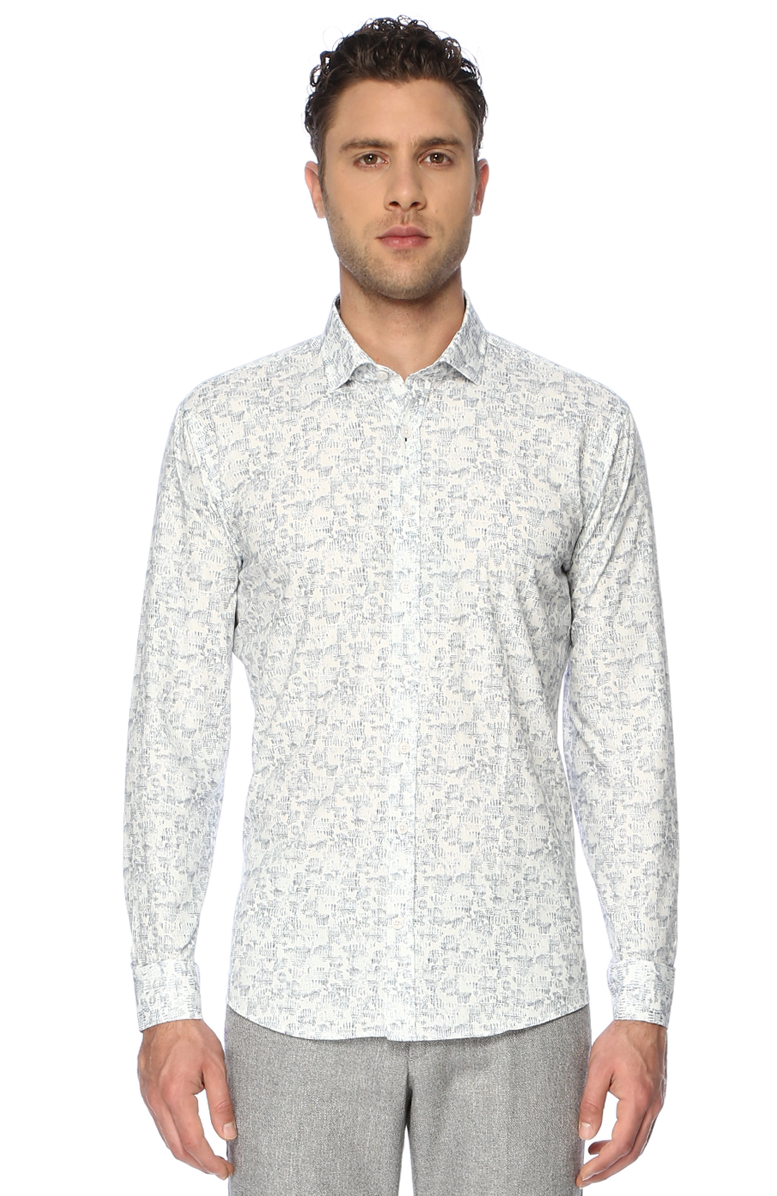 Mavi Baskılı Gömlek