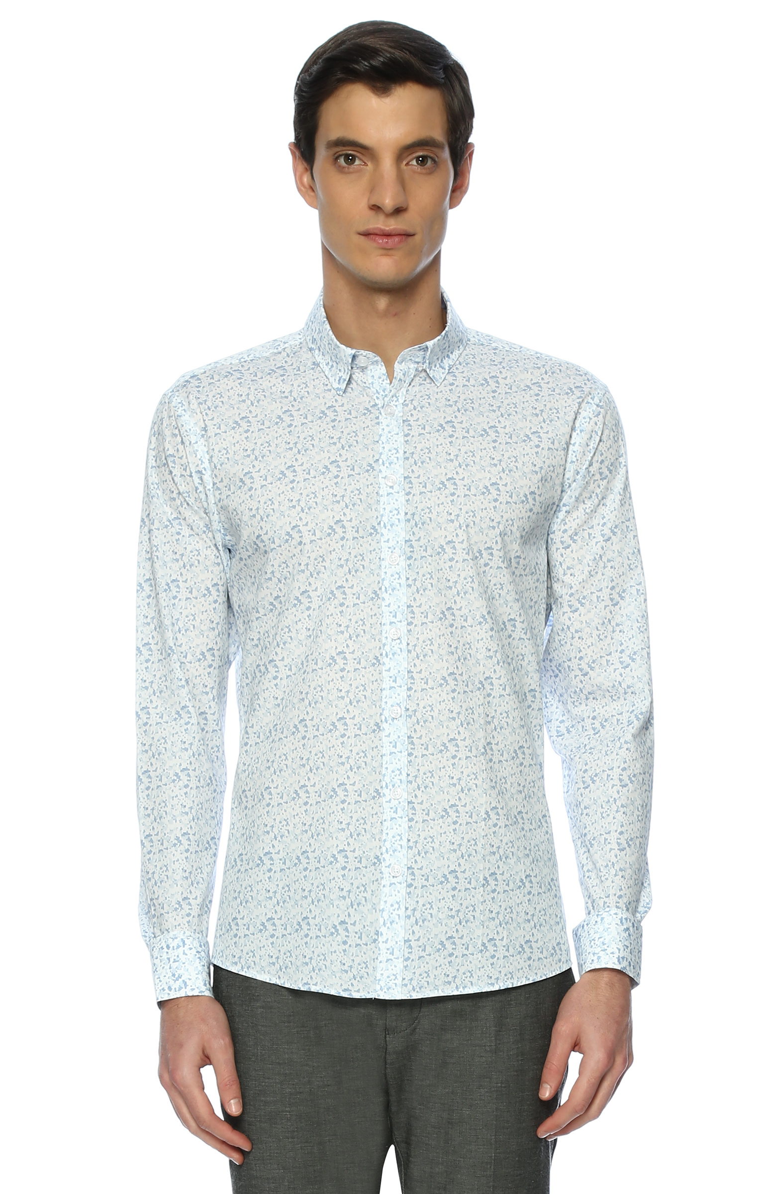 Mavi Baskılı Gömlek