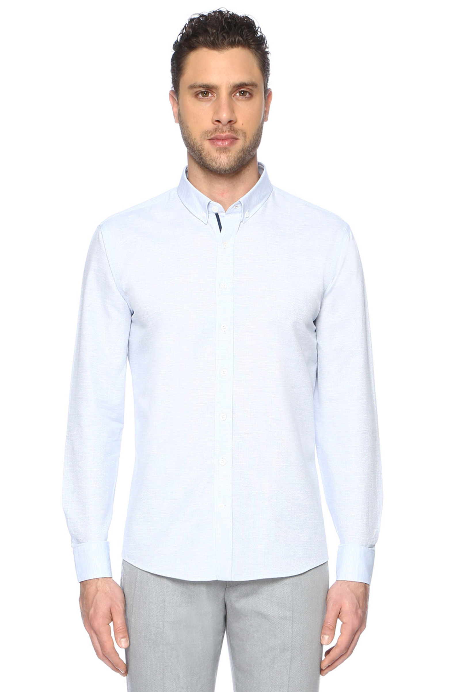 Slım Fit Mavi Gömlek