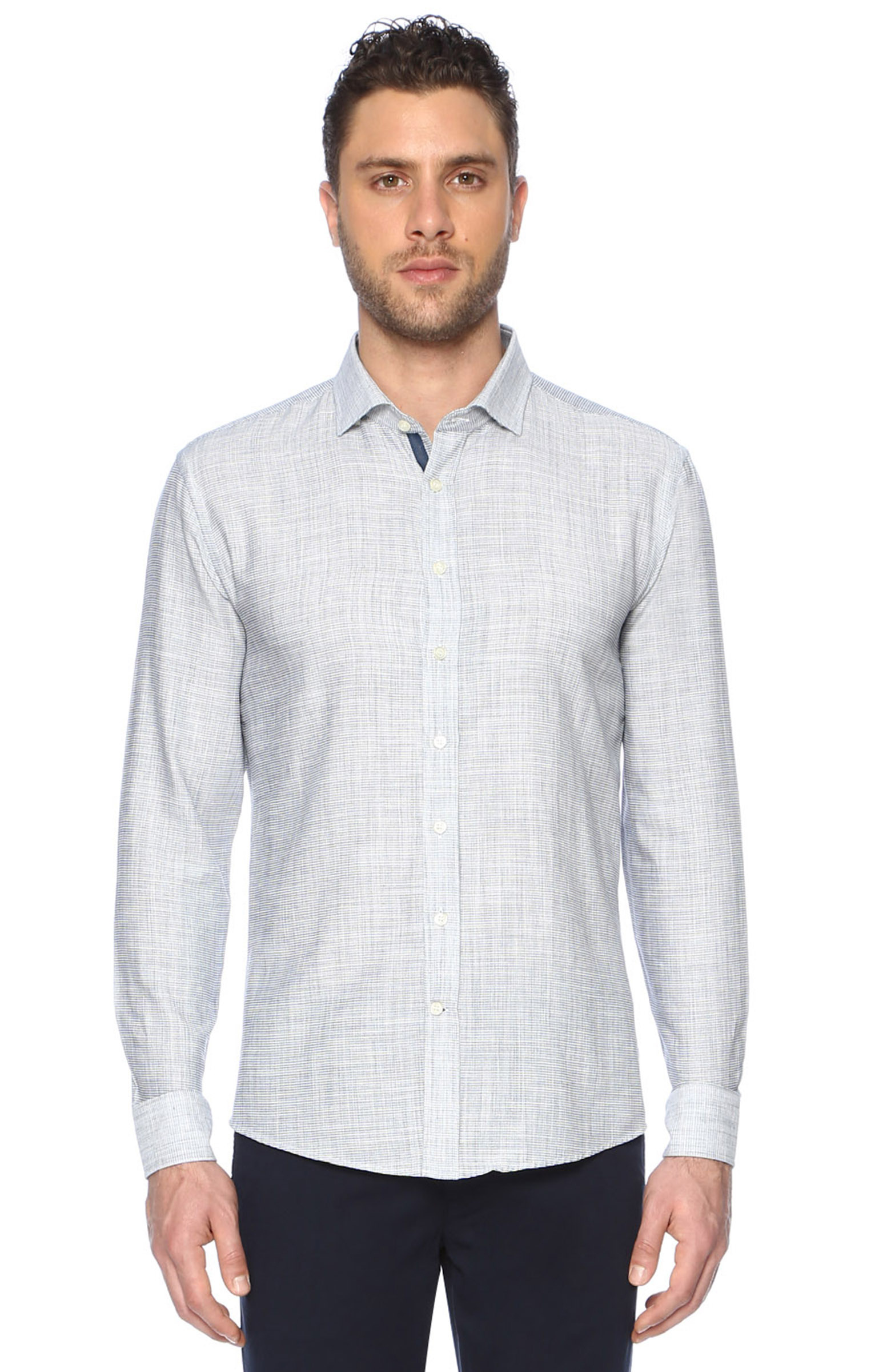 Slım Fit Lacivert Gömlek