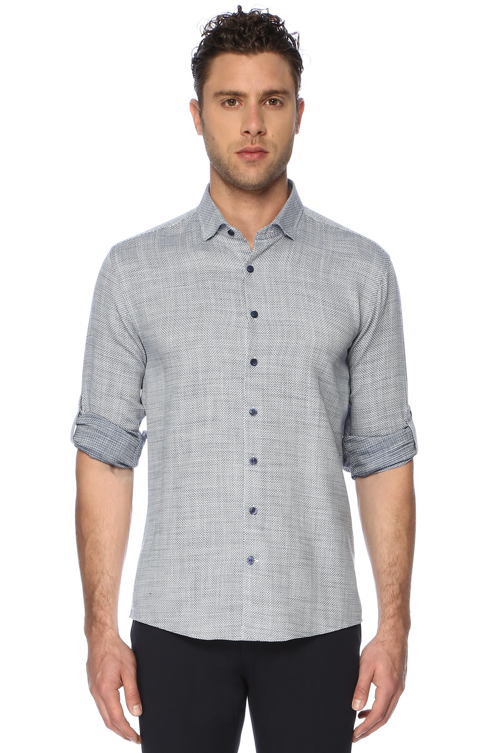 Slım Fit Lacivert Gömlek