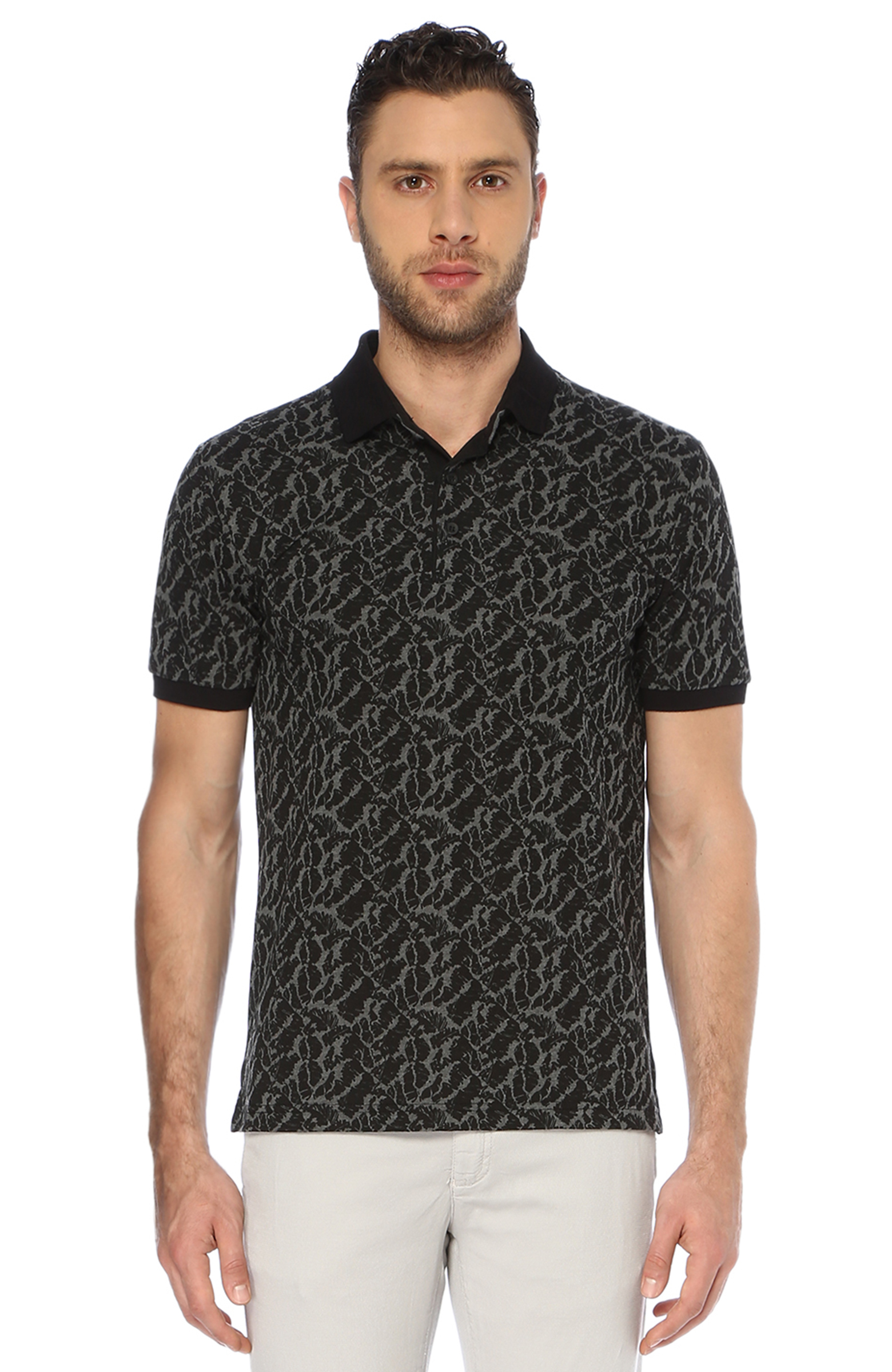 Polo Yaka Slim Fit Siyah Antrasit Tshirt