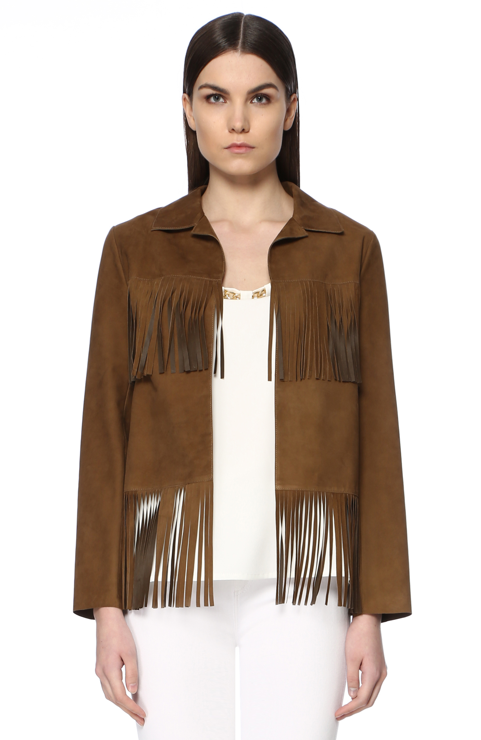 Püskül Detaylı Süet Mont Camel Püskül Detaylı Süet Mont Camel