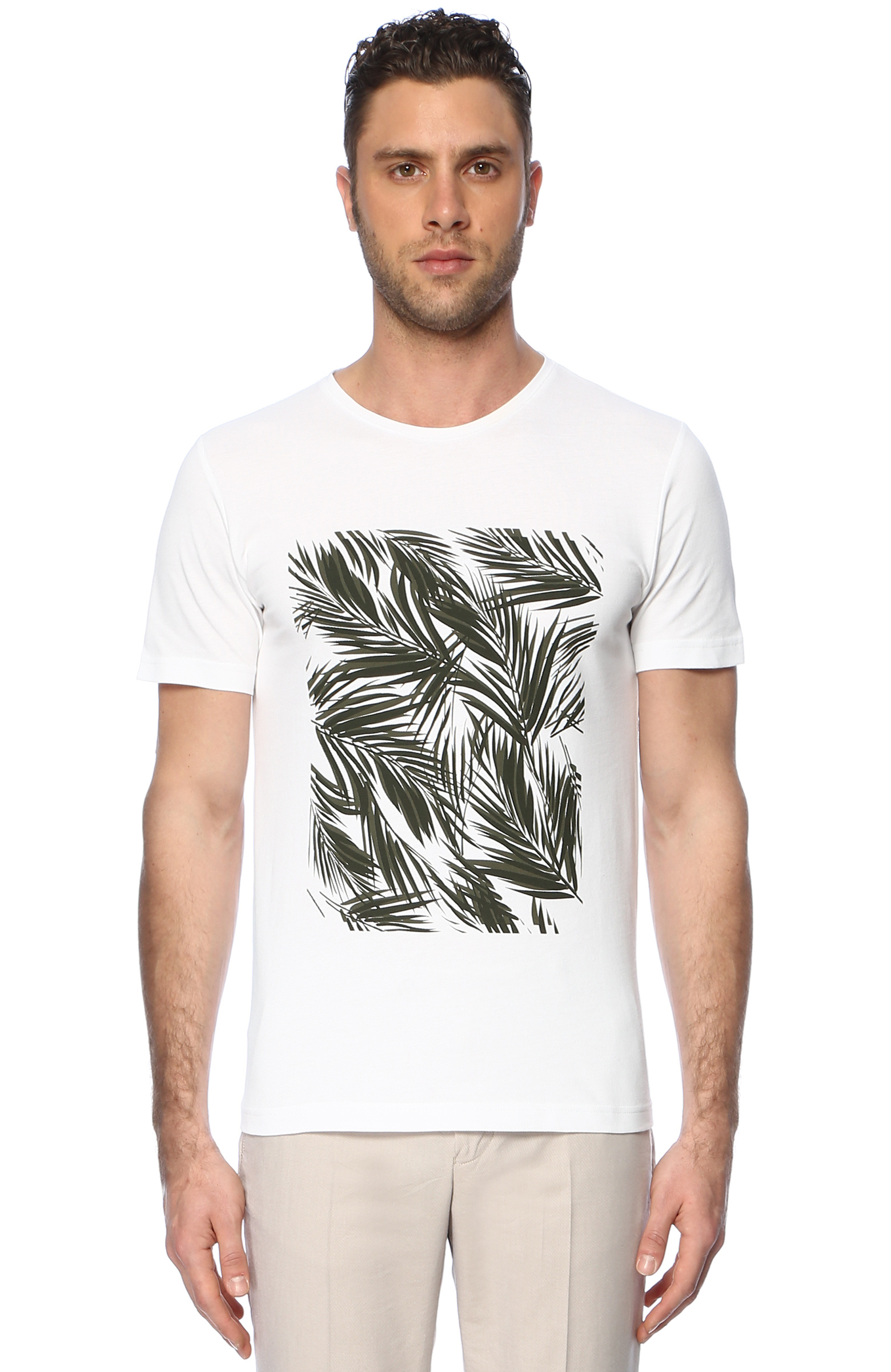 Bisiklet Yaka Beyaz Tshirt