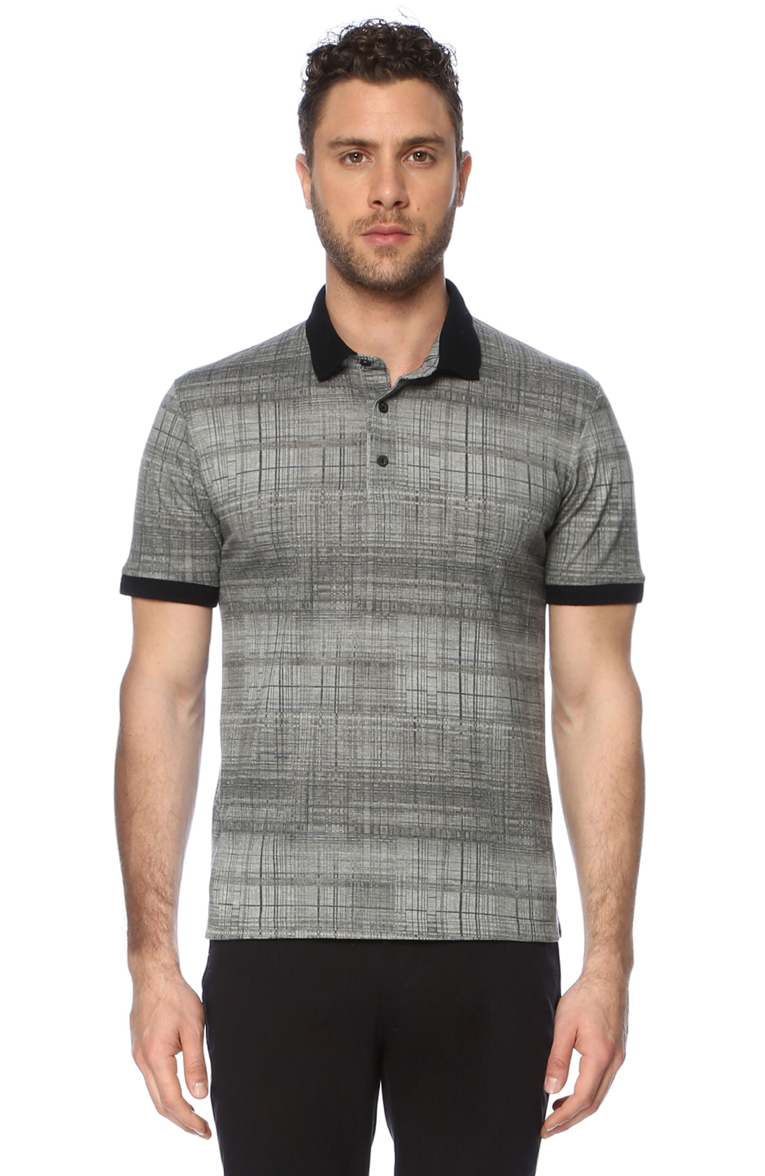 Polo Yaka Gri Melanj Tshirt