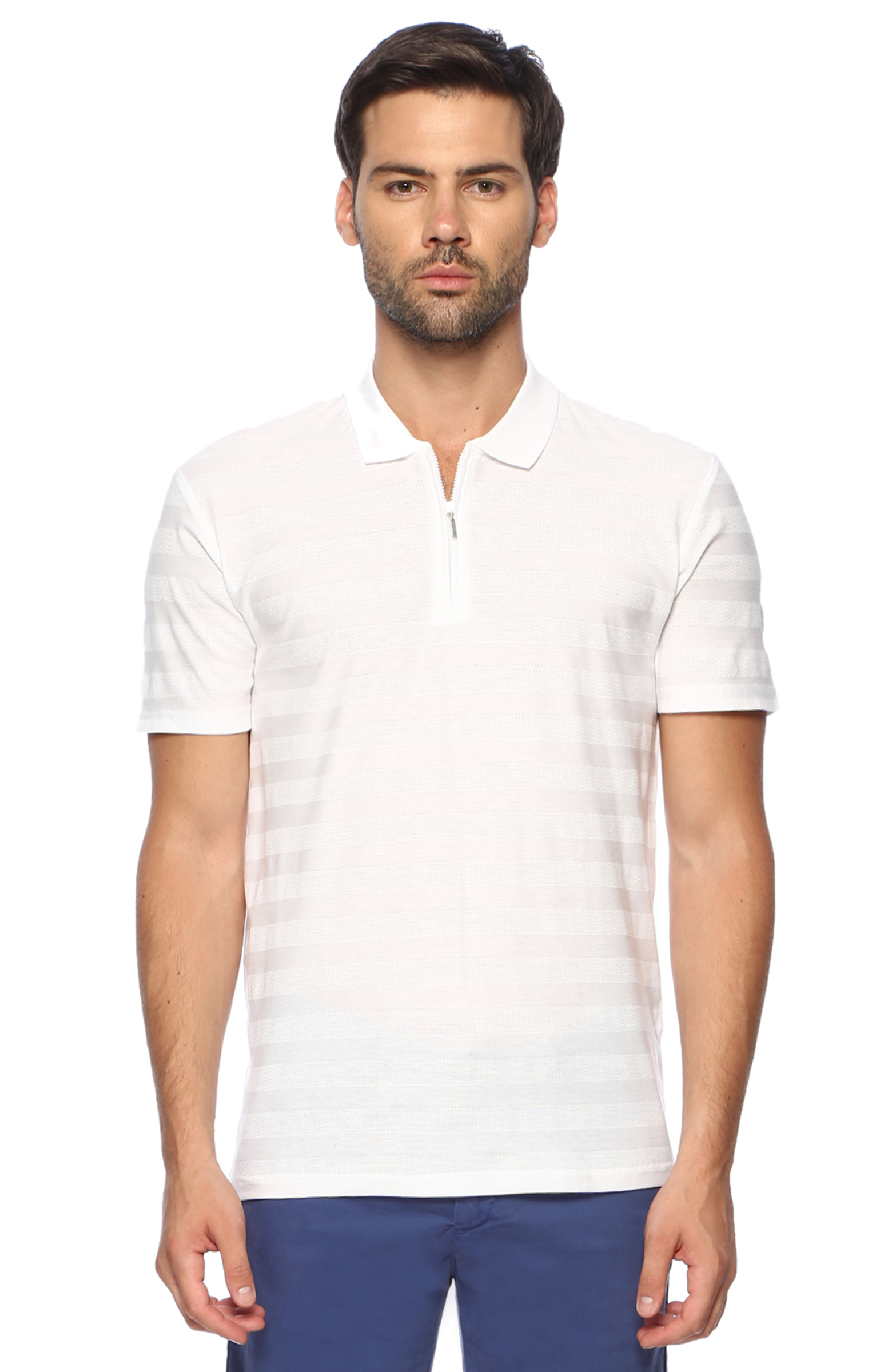 Jakarlı Beyaz Tshirt Jakarlı Beyaz Tshirt