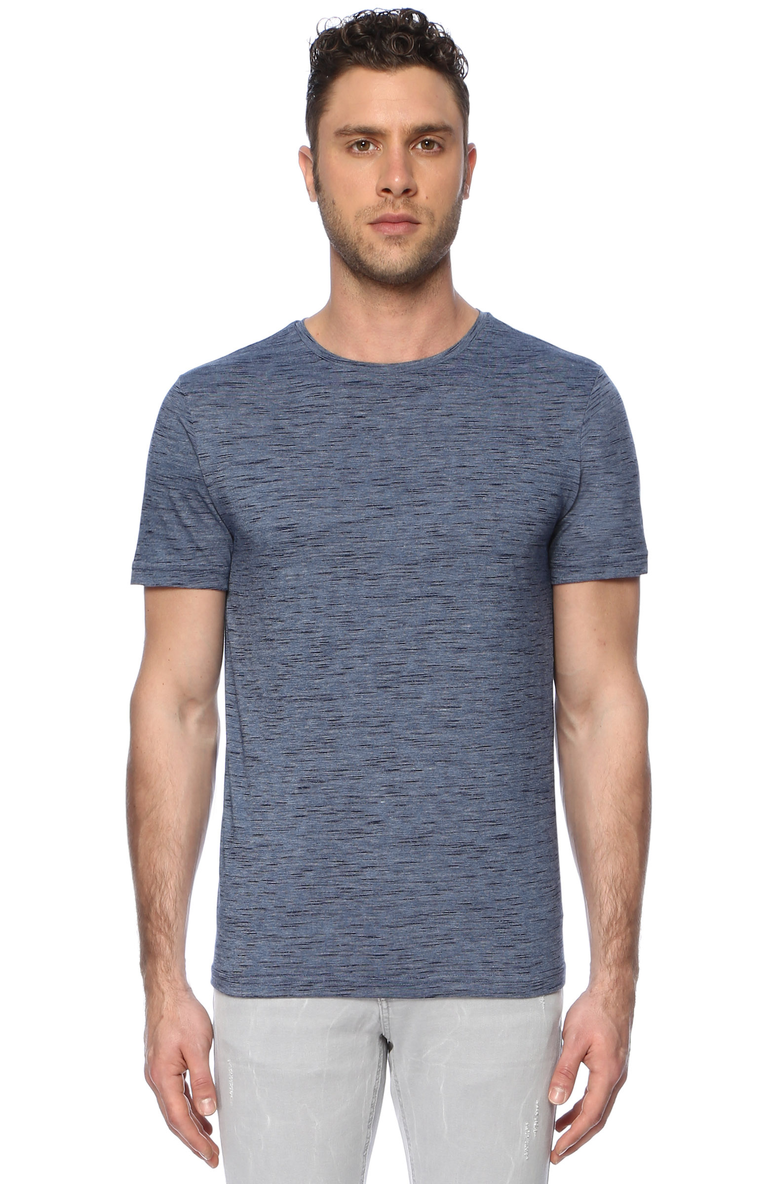 Bisiklet Yaka Lacivert Tshirt