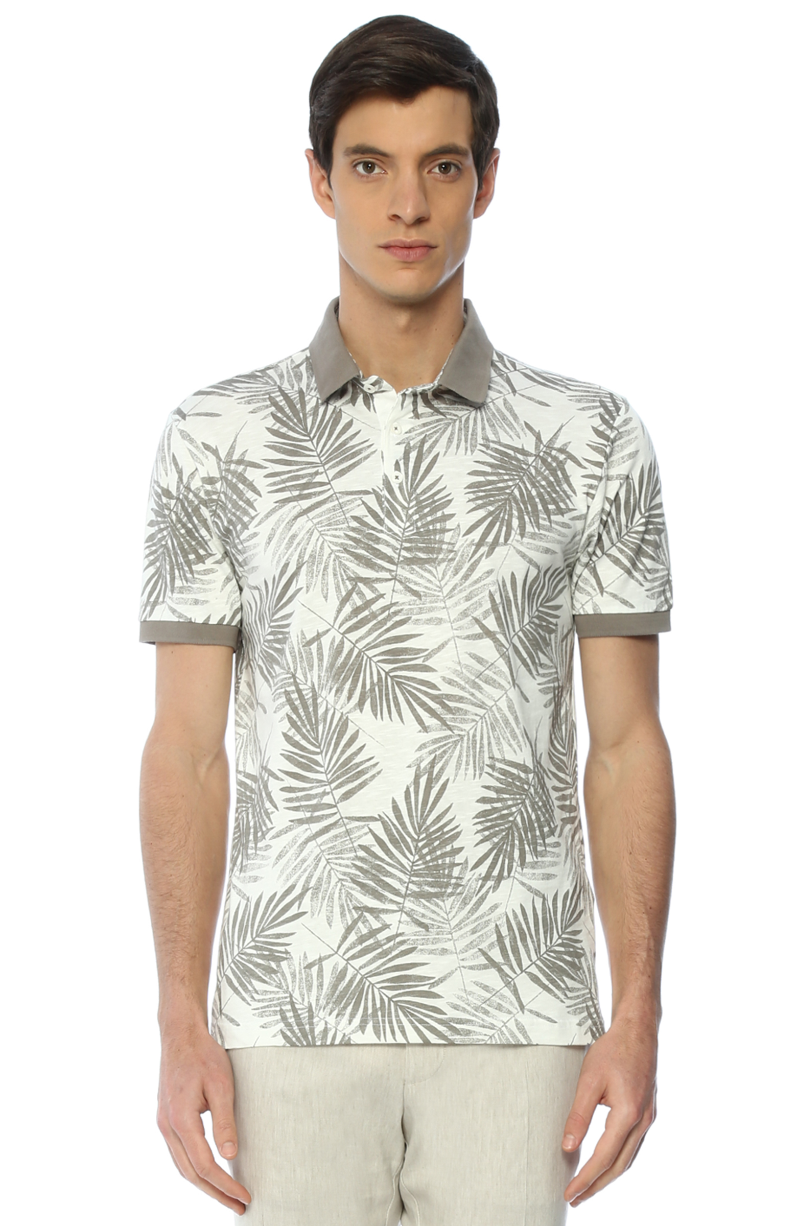 Polo Yaka Ekru Haki Tshirt