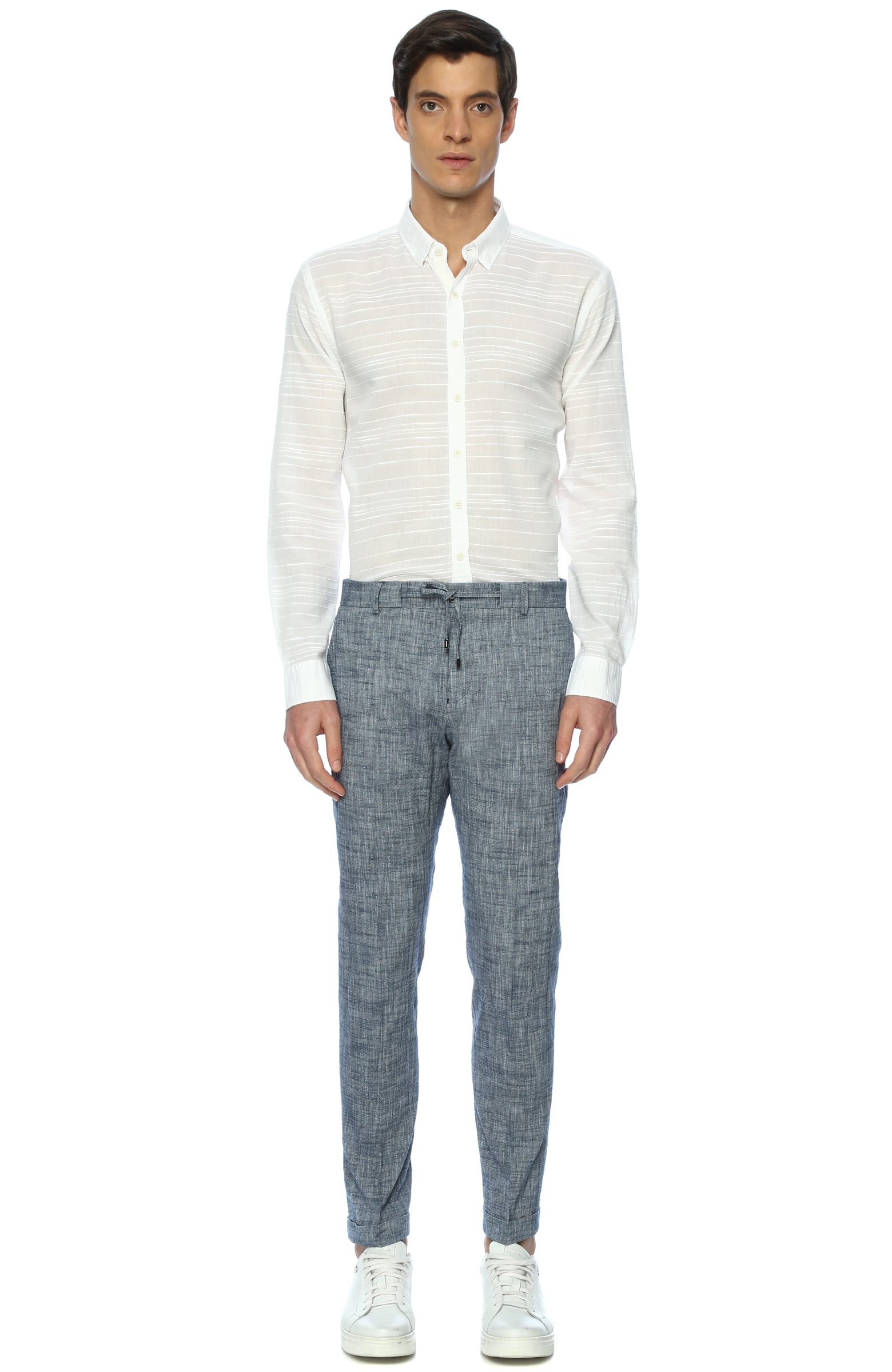 Jakarlı Lacivert Jogger Pantolon Jakarlı Lacivert Jogger Pantolon