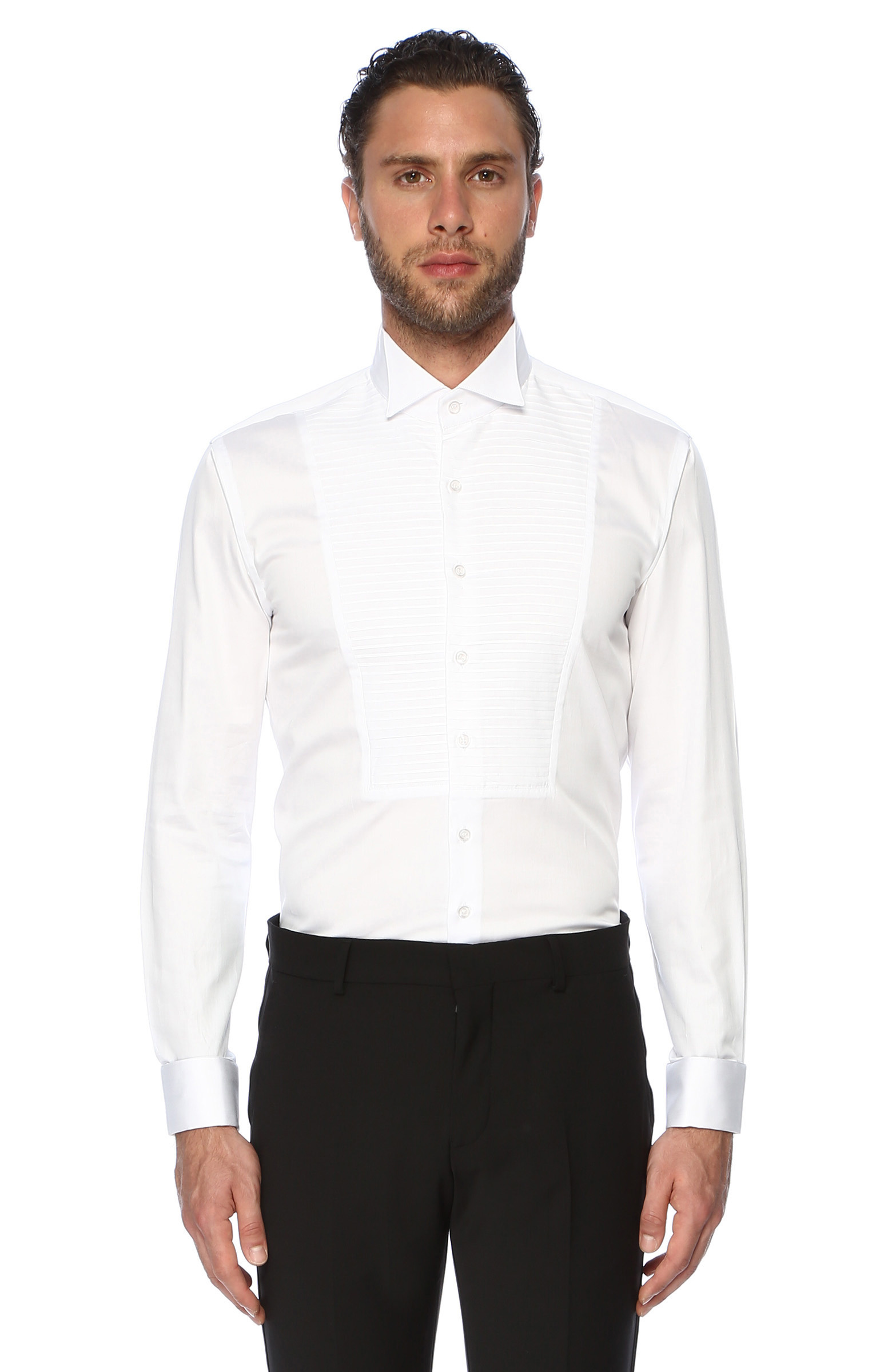 Slim Fit Beyaz Smokin Gömlek