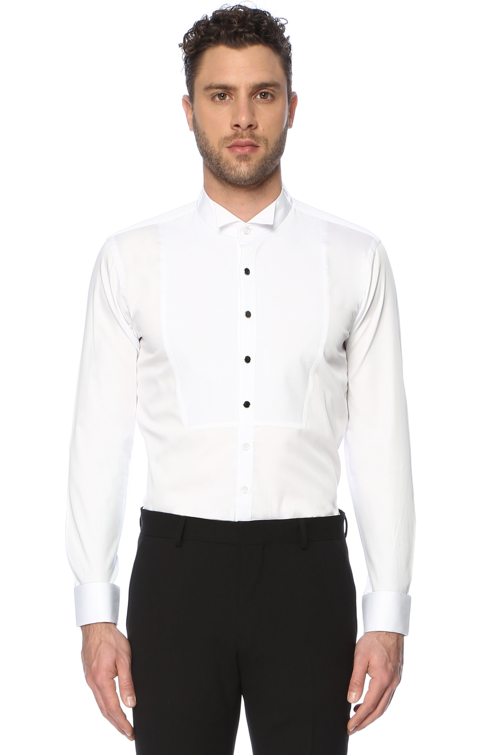 Slım Fit Beyaz Smokin Gömlek Slım Fit Beyaz Smokin Gömlek