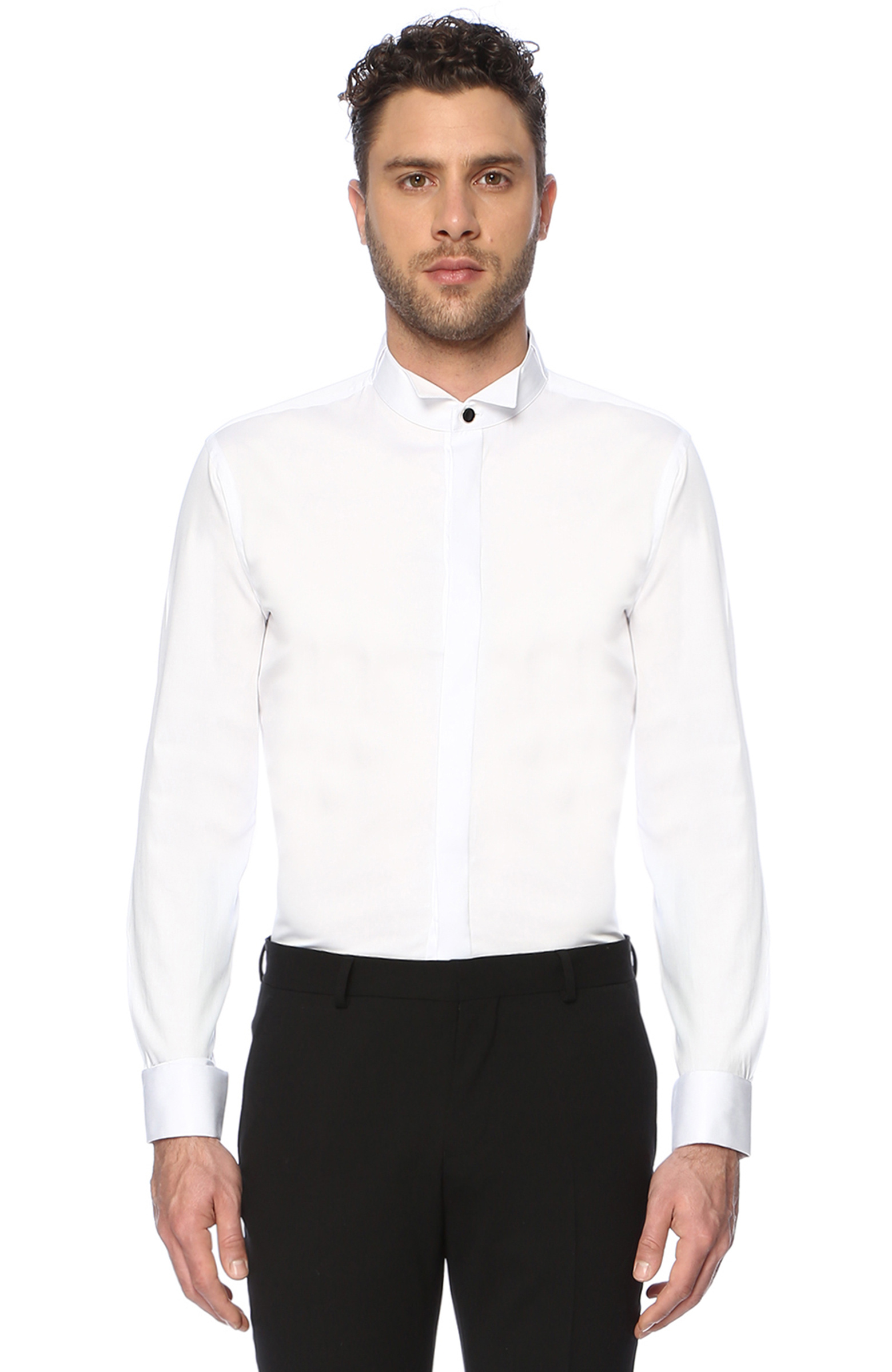 Slım Fit Beyaz Smokin Gömlek