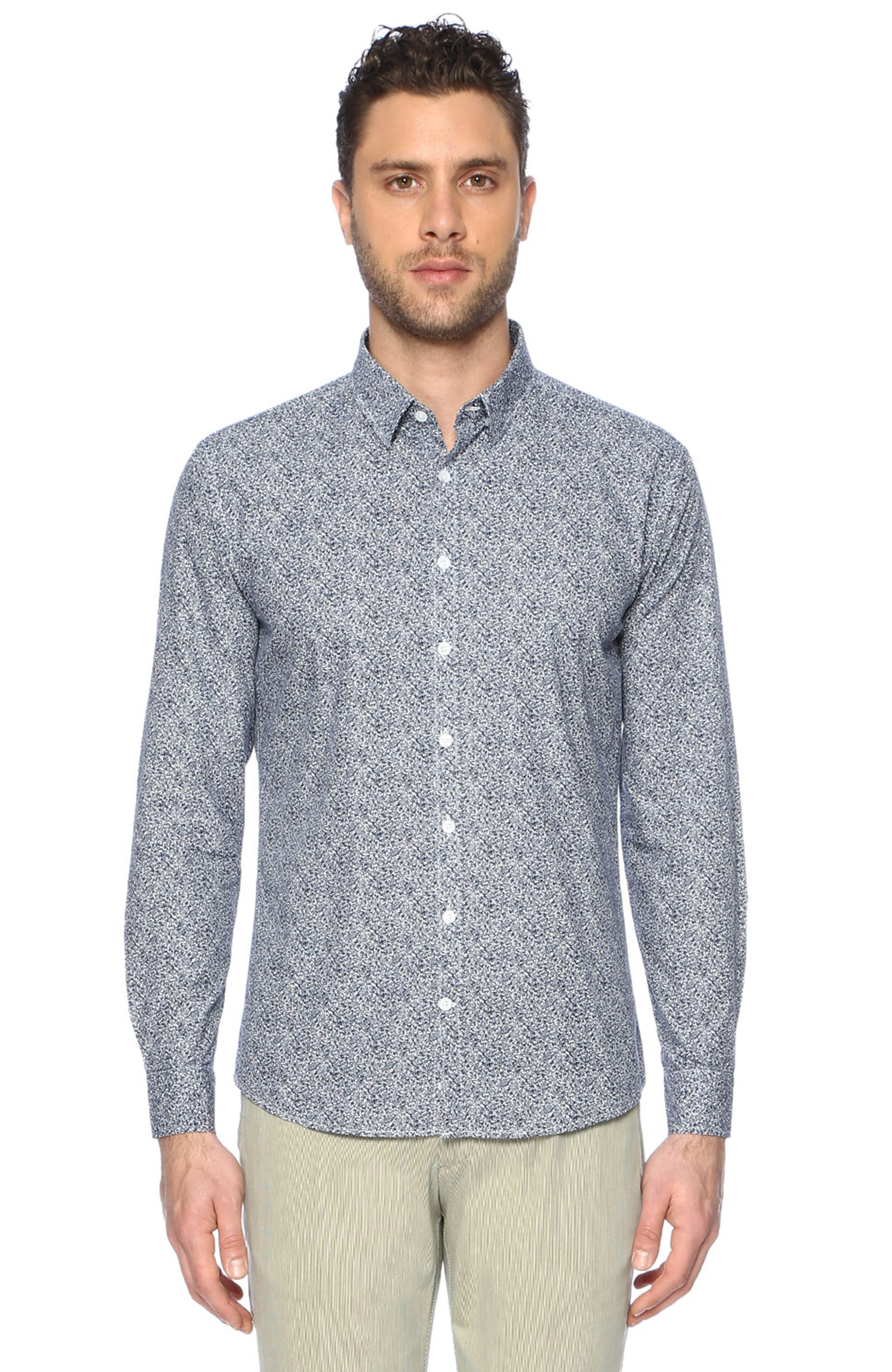 Slim Fit Lacivert Gömlek