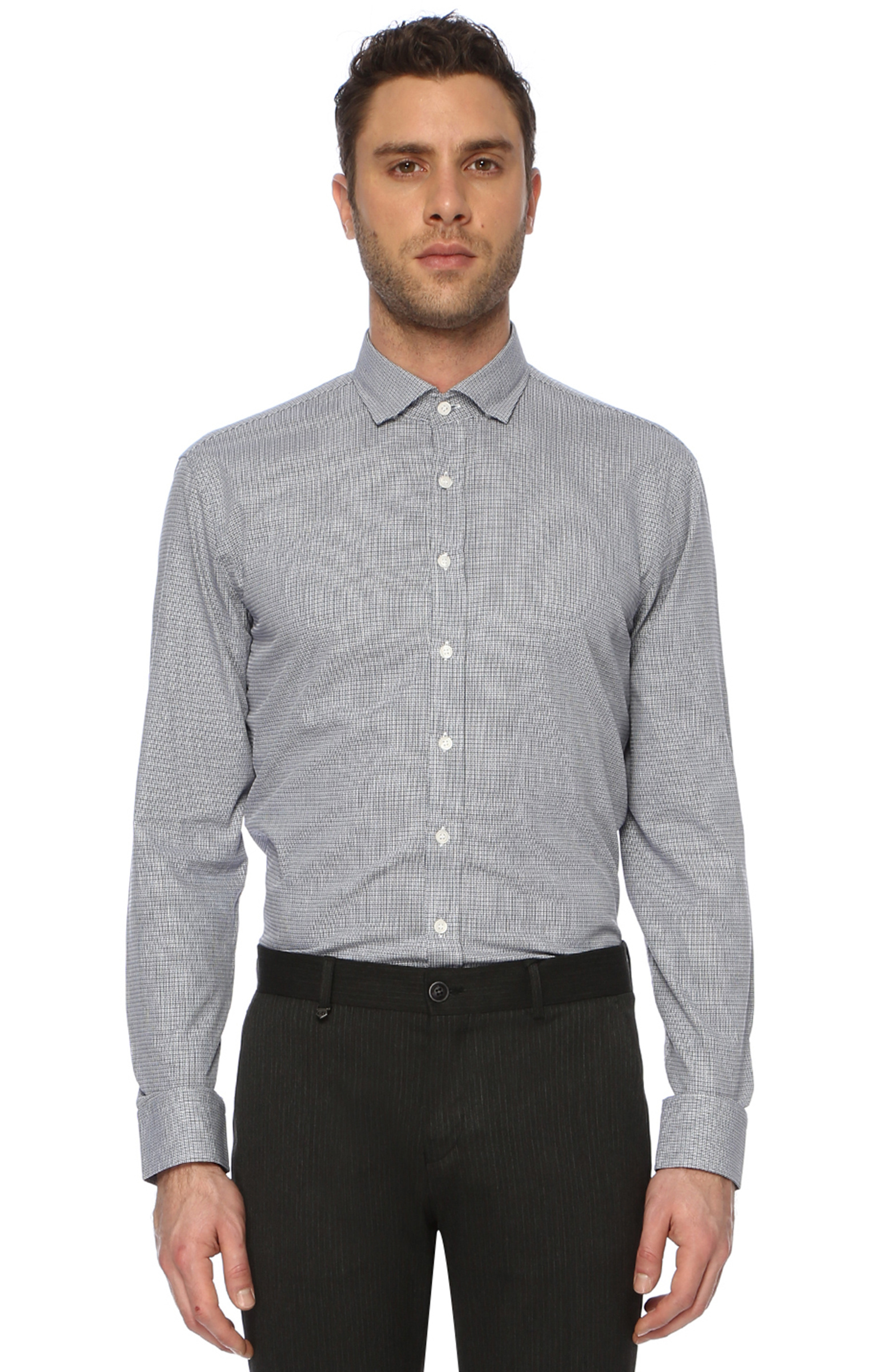 Jakarlı Mavi Gömlek