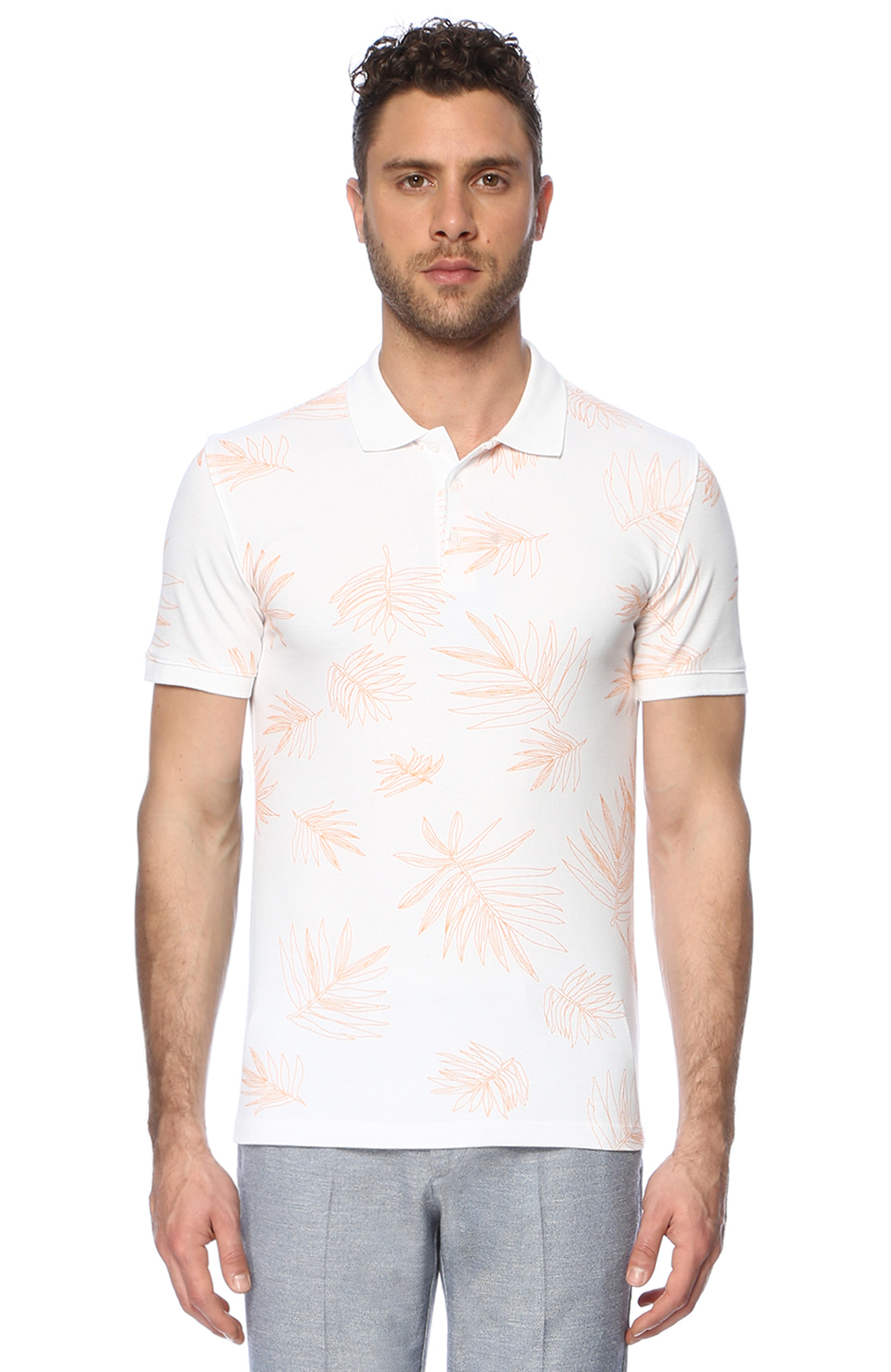 Polo Yaka Beyaz Turuncu Tshirt Polo Yaka Beyaz Turuncu Tshirt