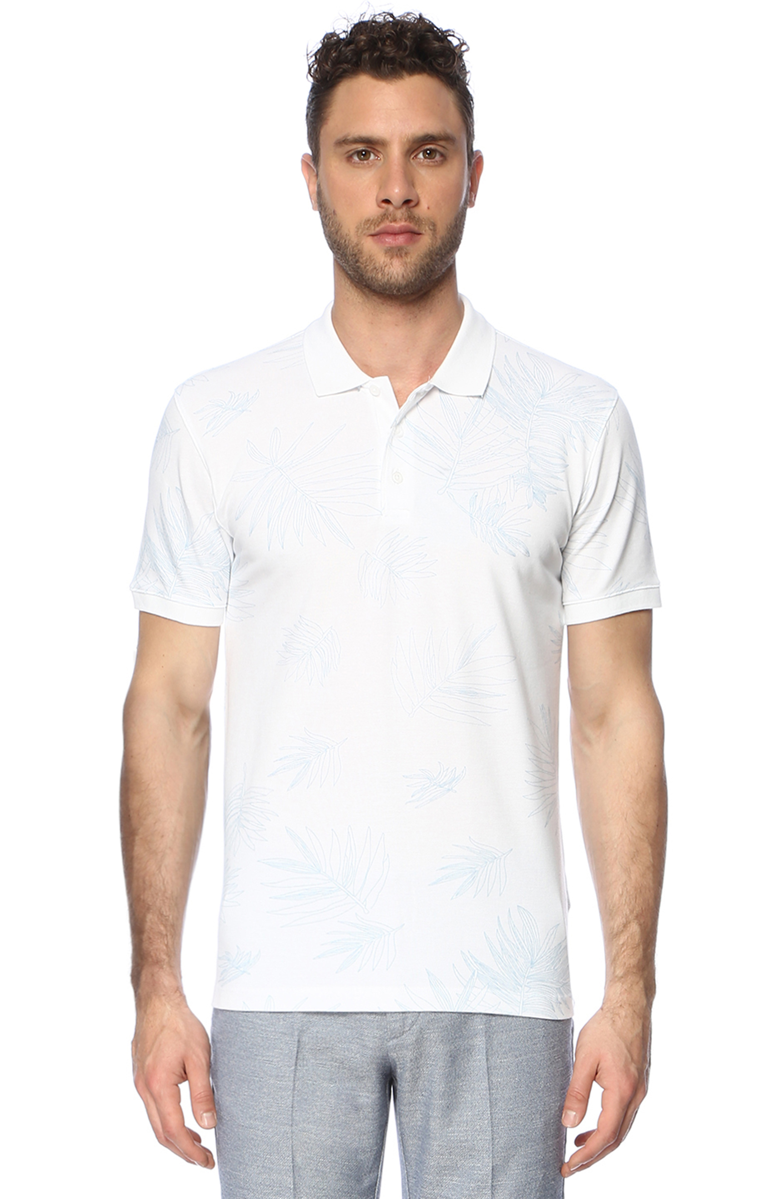 Polo Yaka Beyaz Açık Mavi Tshirt Polo Yaka Beyaz Açık Mavi Tshirt