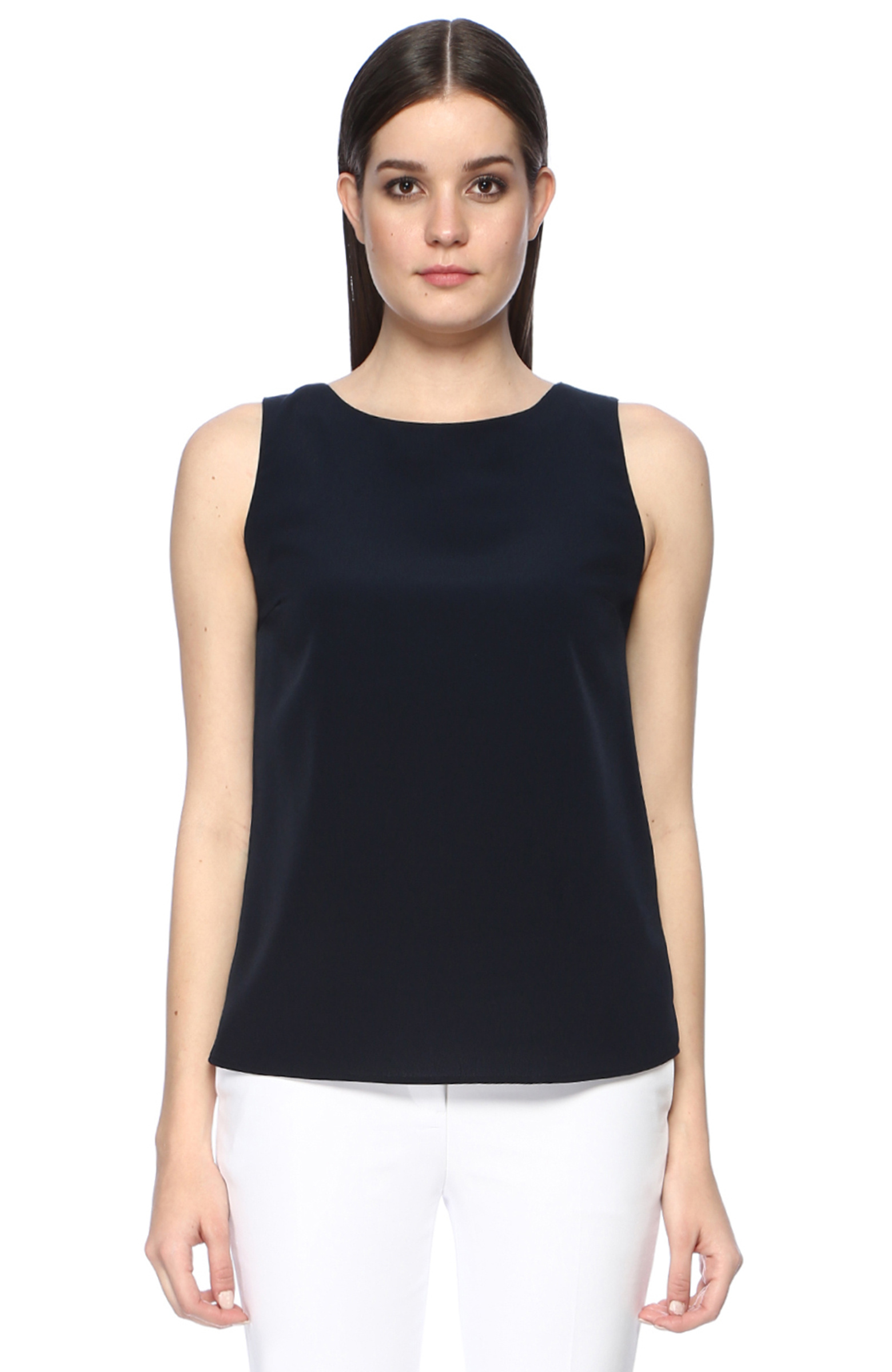 Bisiklet Yaka Lacivert Bluz