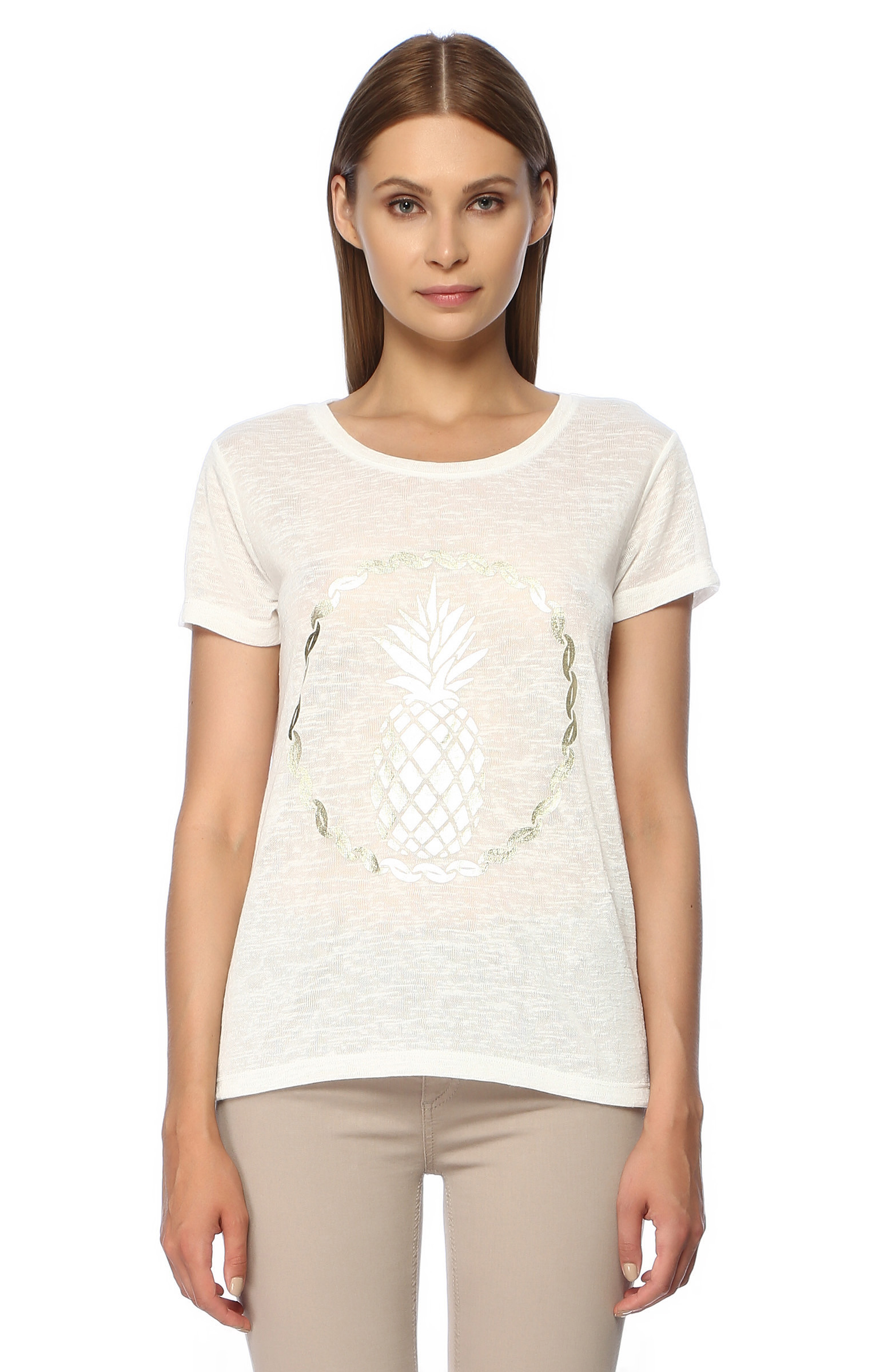 Bisiklet Yaka Ekru Tshirt Bisiklet Yaka Ekru Tshirt