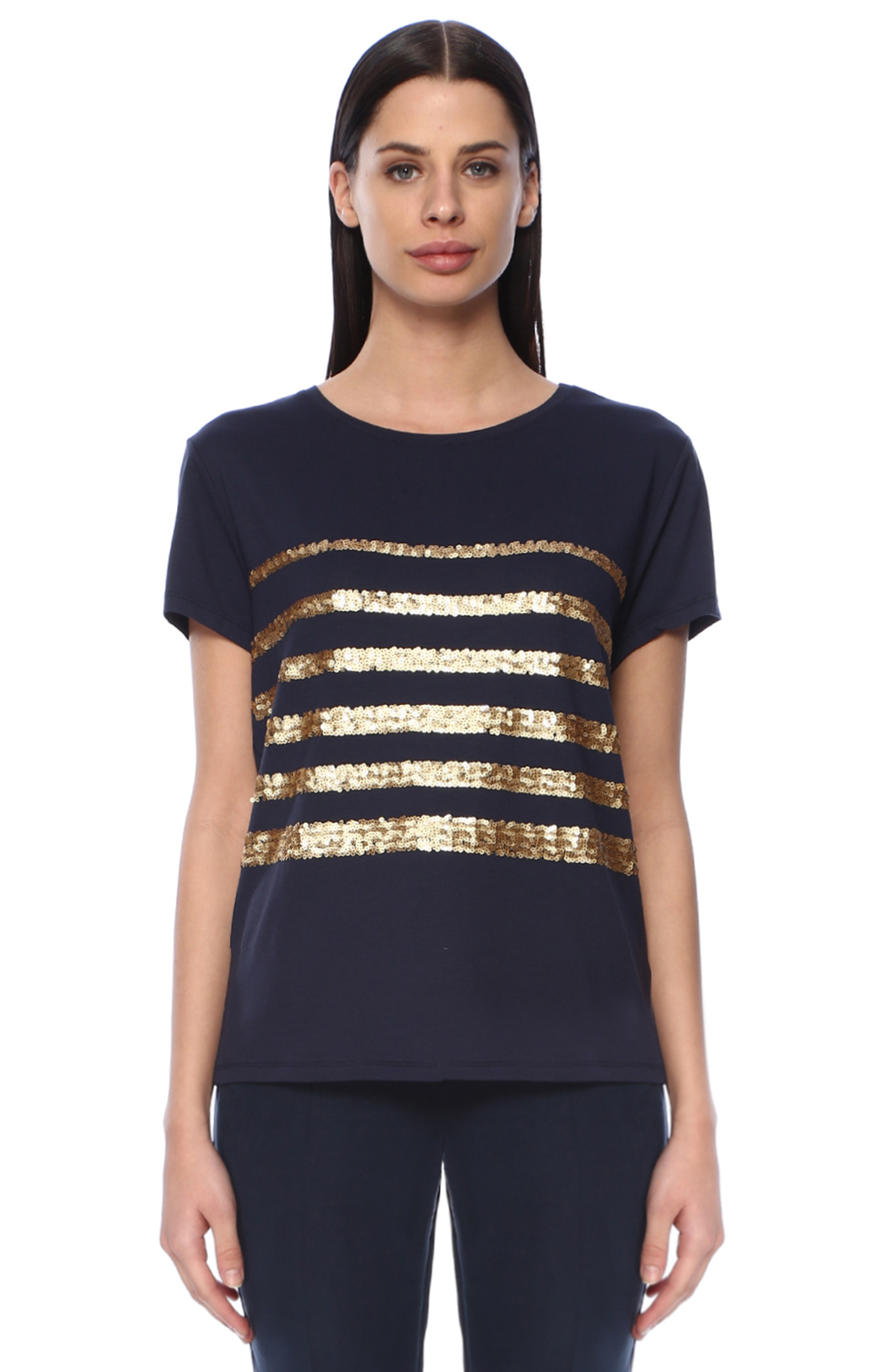 Bisiklet Yaka Lacivert Tshirt