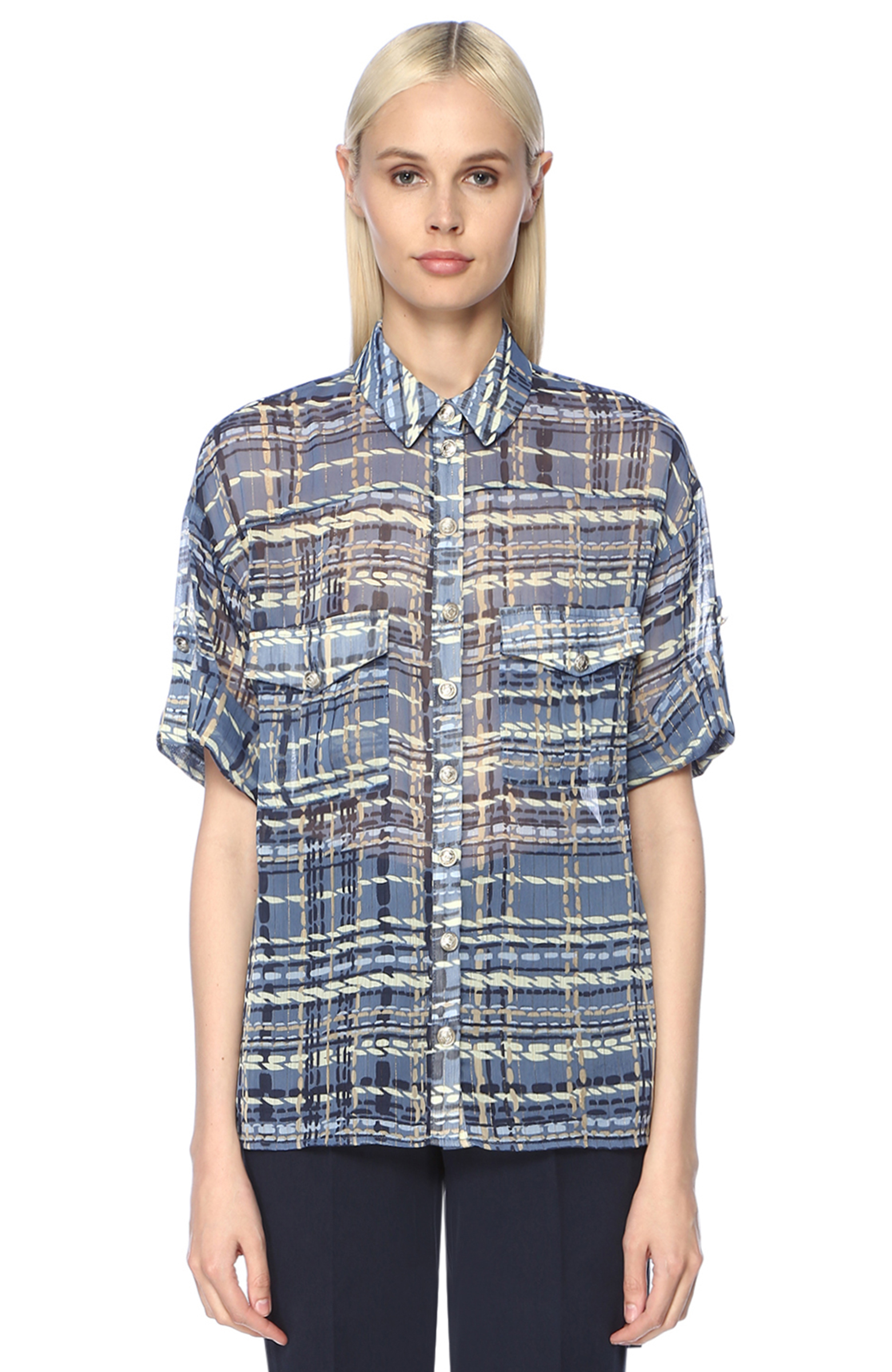 Regular Fit Mavi Desen Gömlek Regular Fit Mavi Desen Gömlek