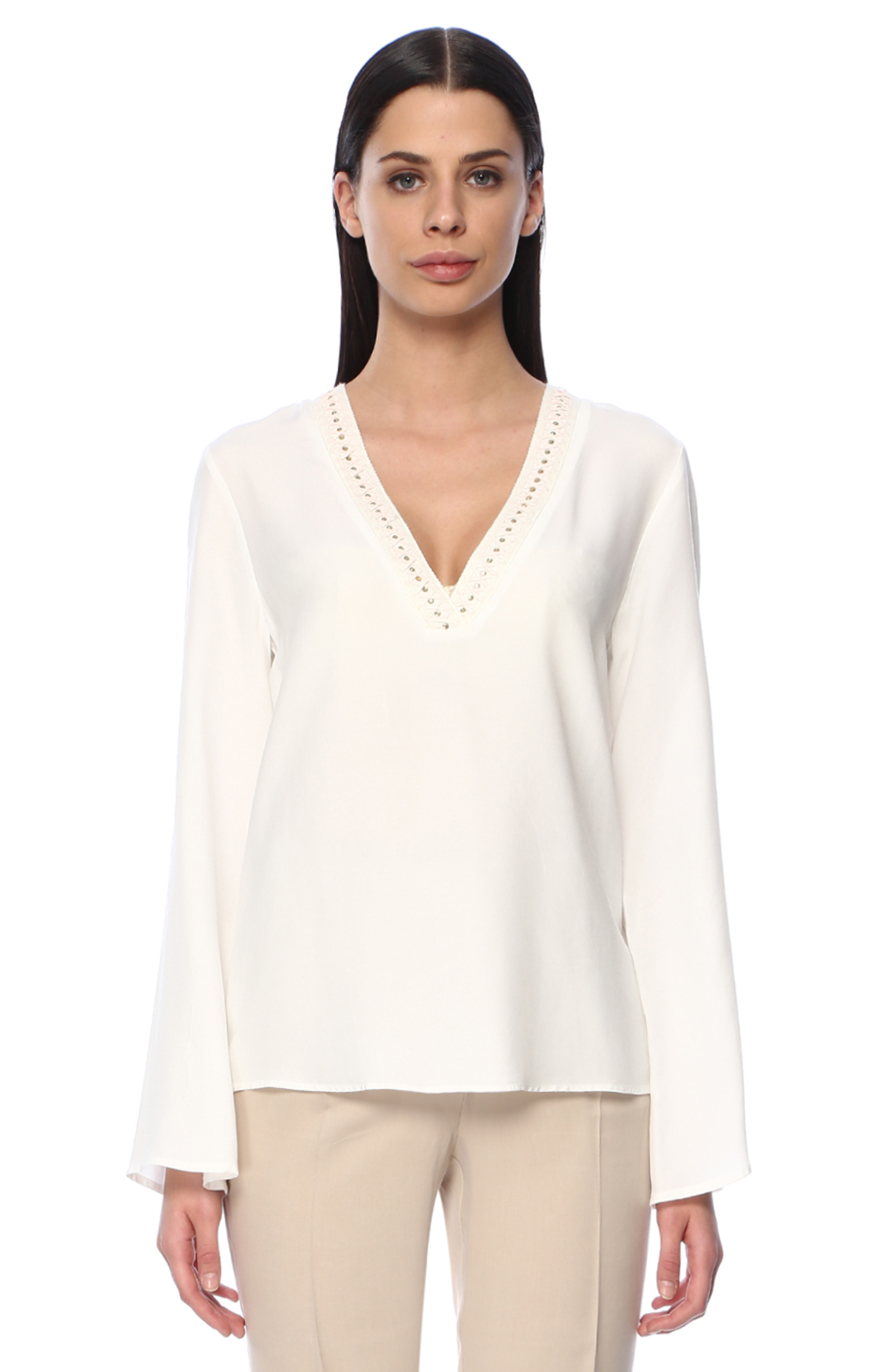 Regular Fit Beyaz Yakası Troklu Gömlek Regular Fit Beyaz Yakası Troklu Gömlek