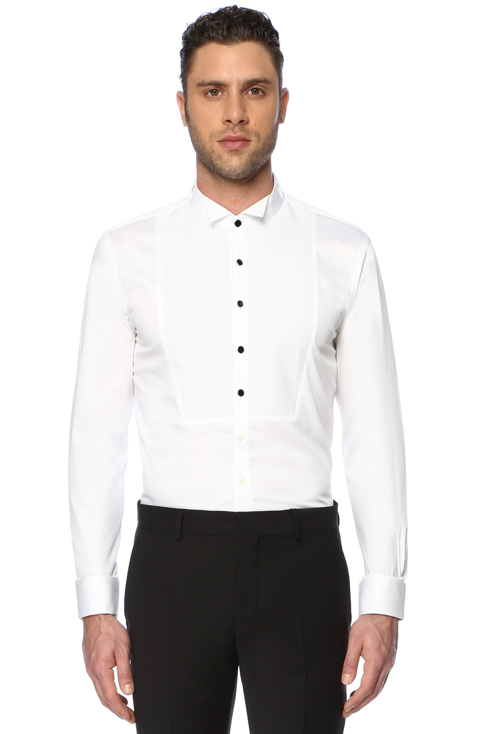 Slım Fit Beyaz Smokin Gömlek