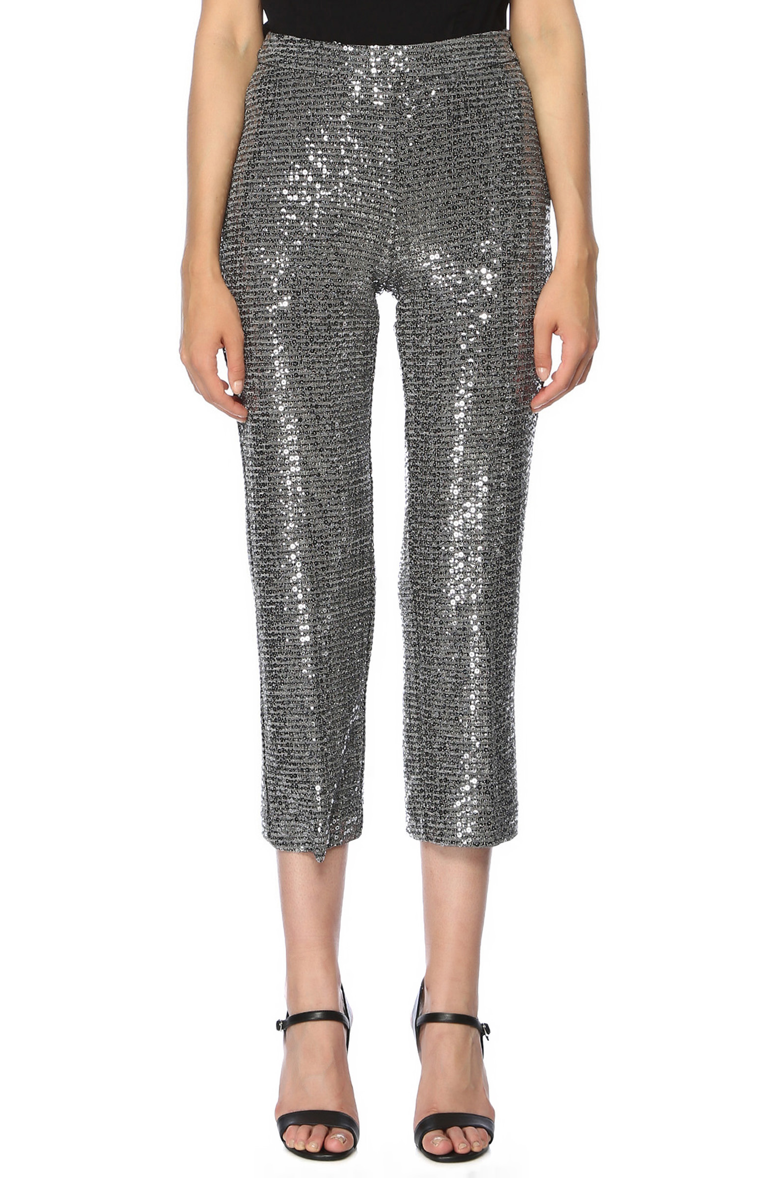 Payetli Gümüş Pantolon