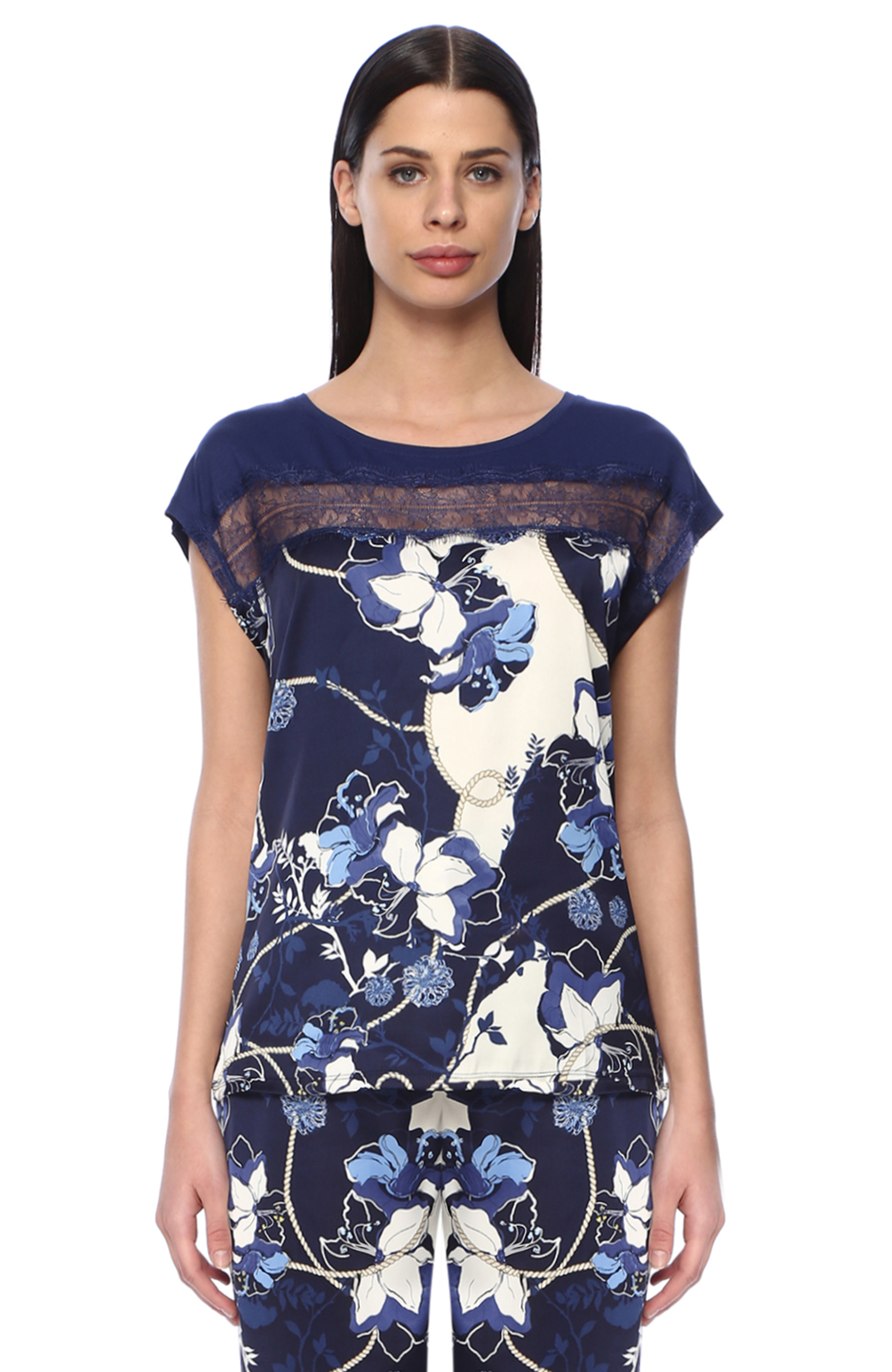 Bisiklet Yaka Lacivert Tshirt