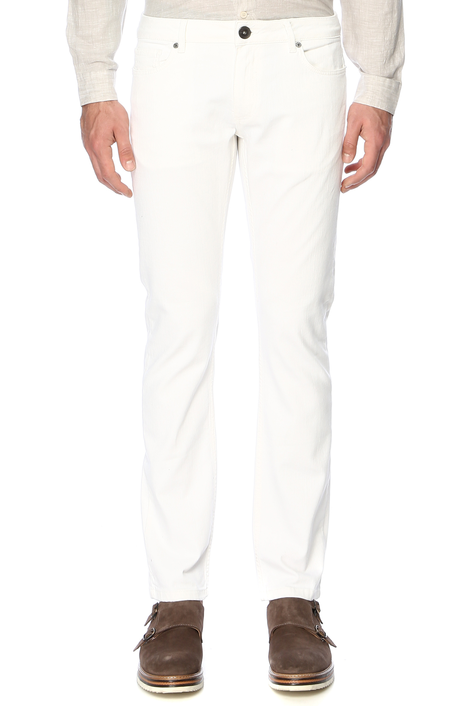 Slım Fit Beyaz Casual Pantolon