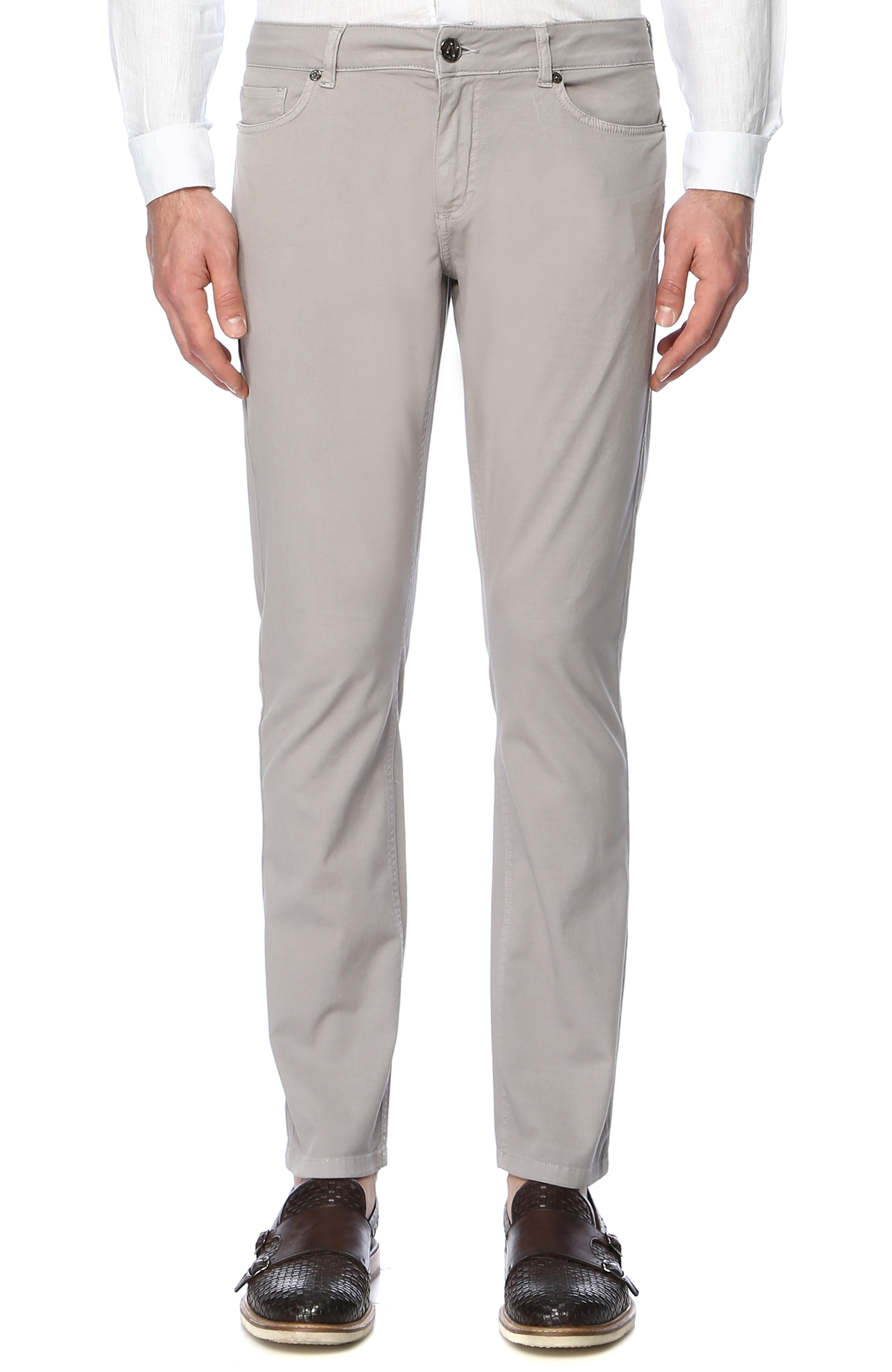 Diyagonal Desen Açık Gri Casual Pantolon Diyagonal Desen Açık Gri Casual Pantolon