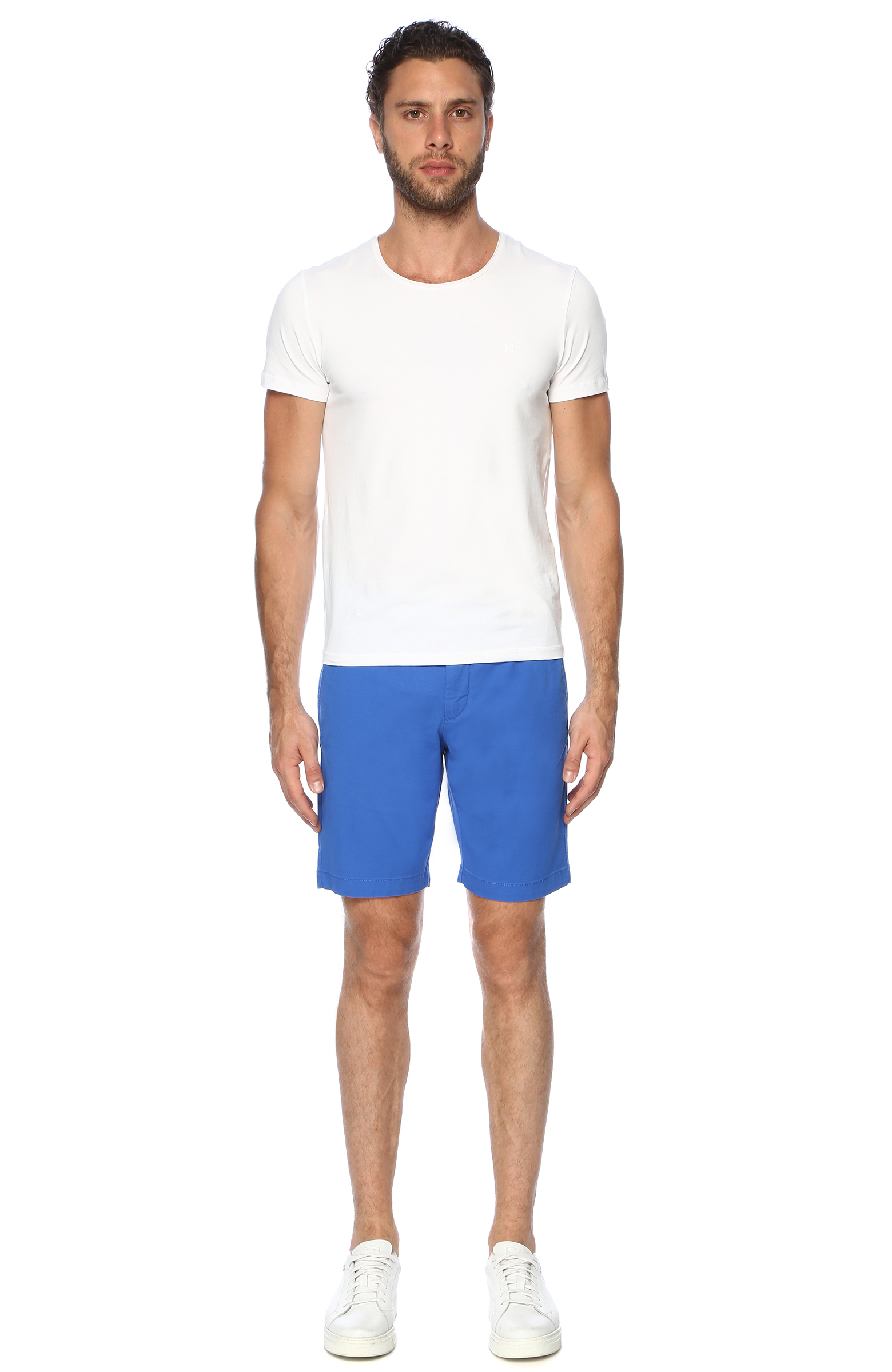 Diyagonal Desen Saks Şort Diyagonal Desen Saks Şort