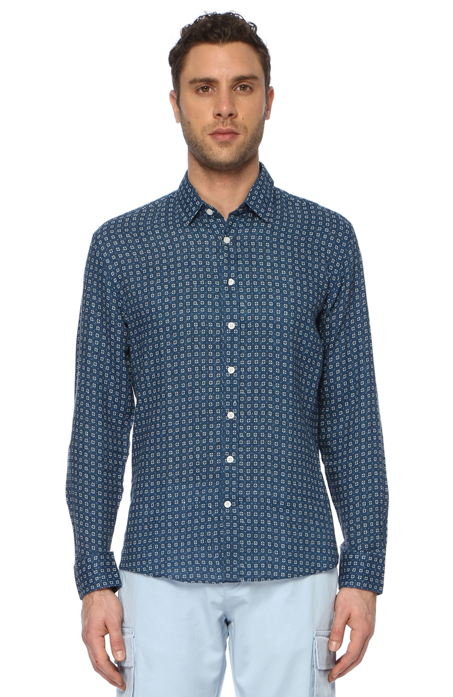 Keten Lacivert Gömlek