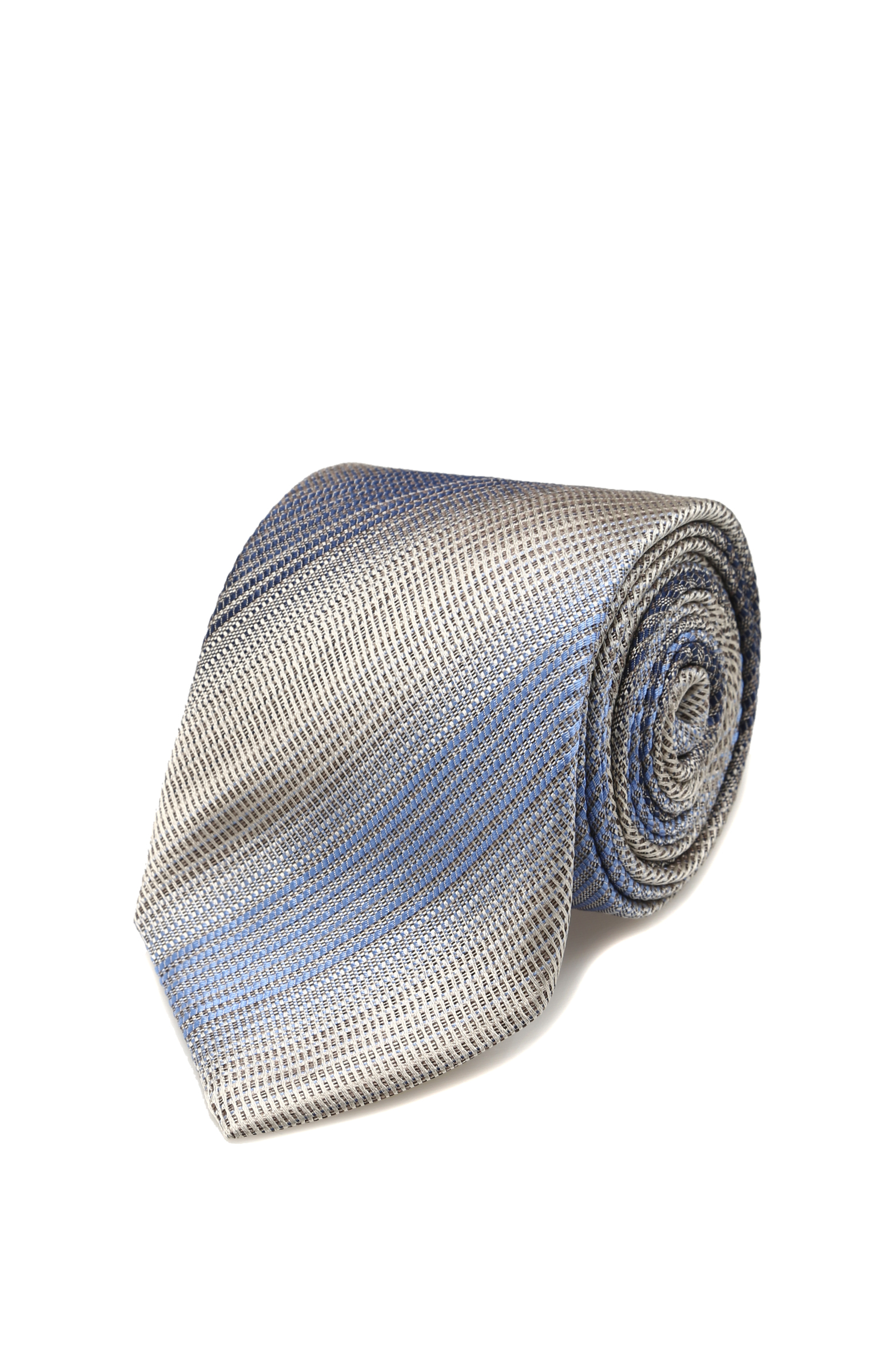 İpek Çizgili Mavi-Bej Erkek Kravat