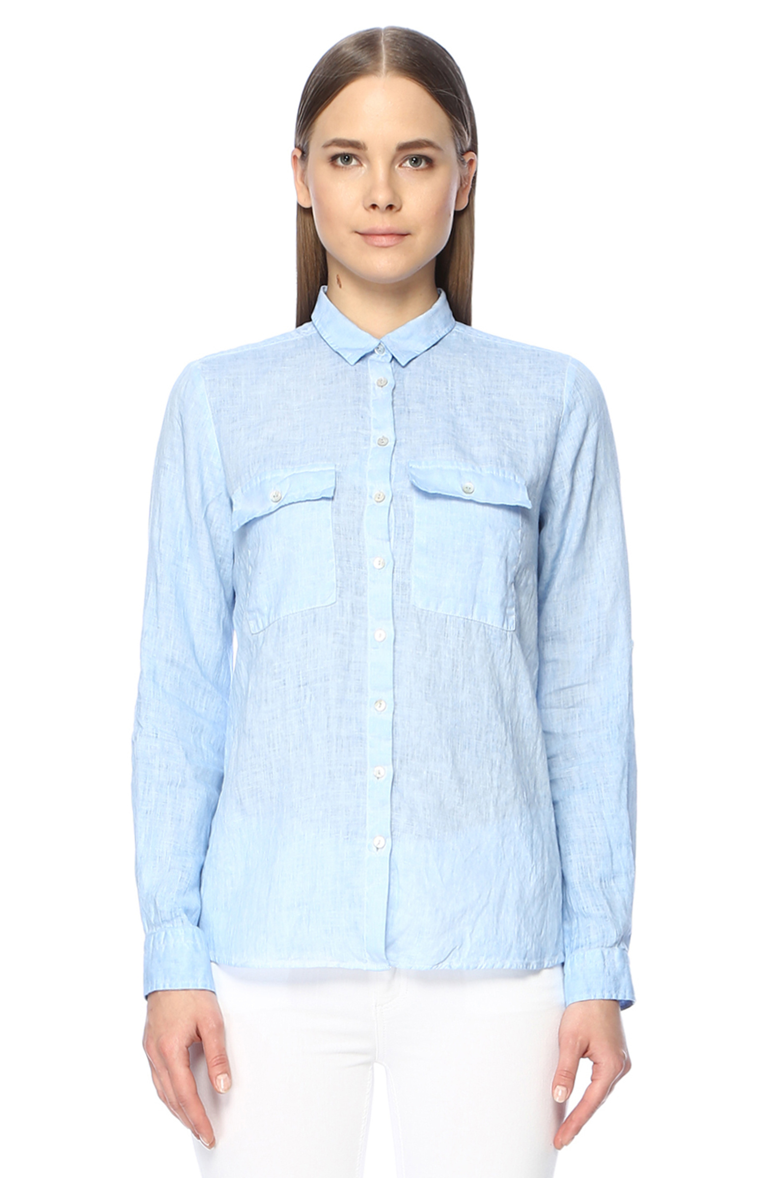 Keten Açık Mavi Gömlek