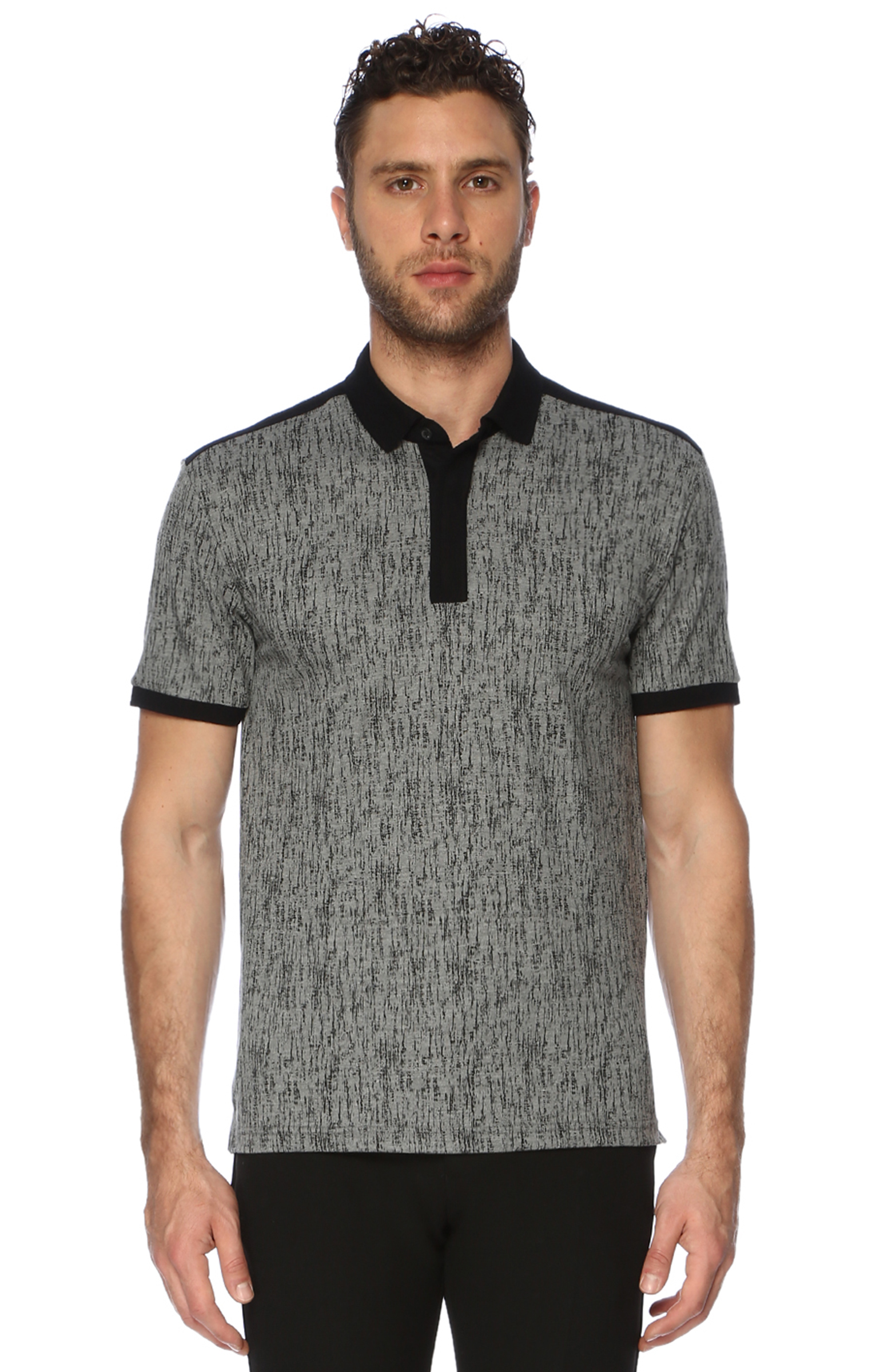 Polo Yaka Gri Melanj Tshirt