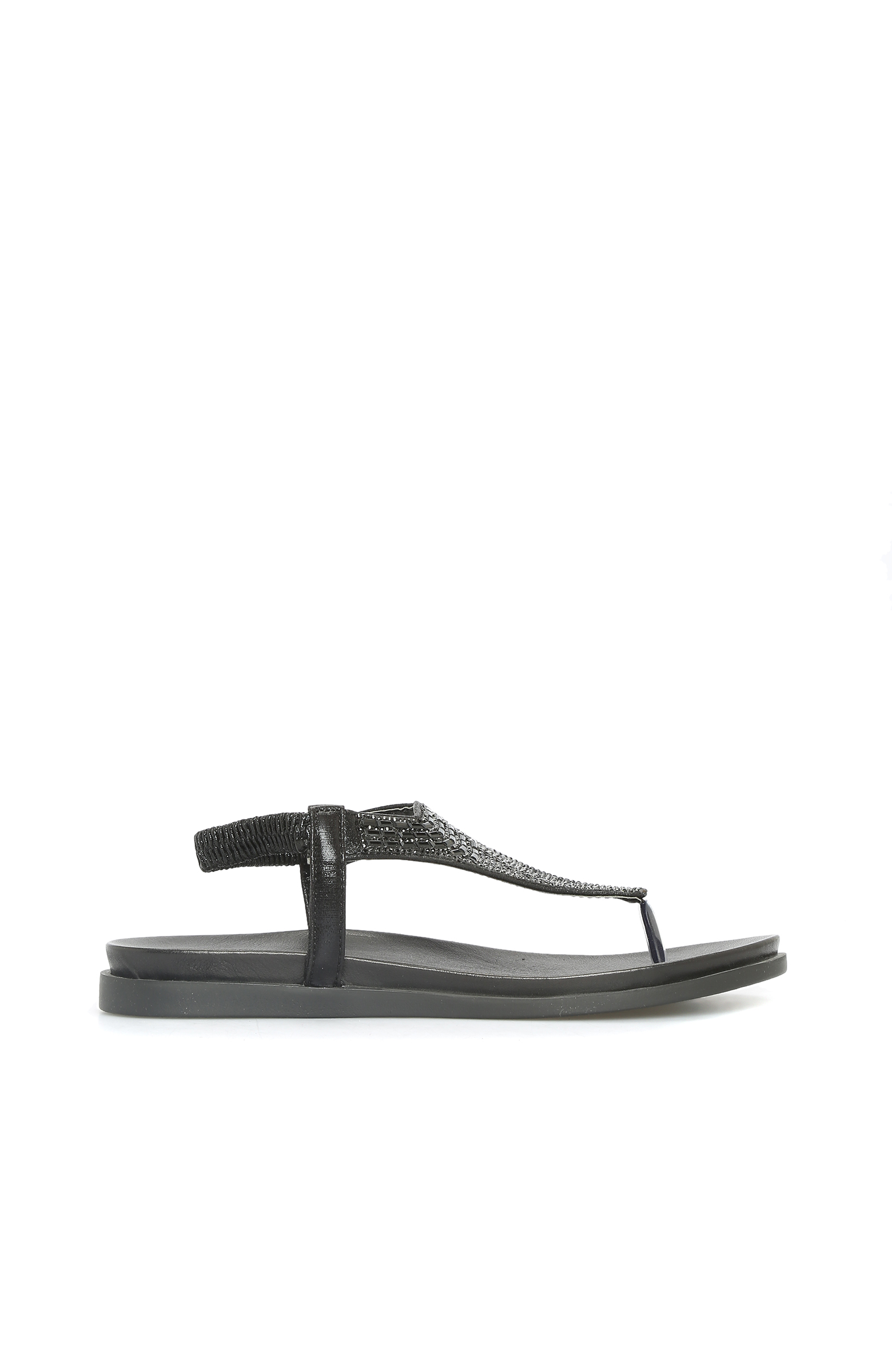 Taşlı Siyah Kadın Sandalet