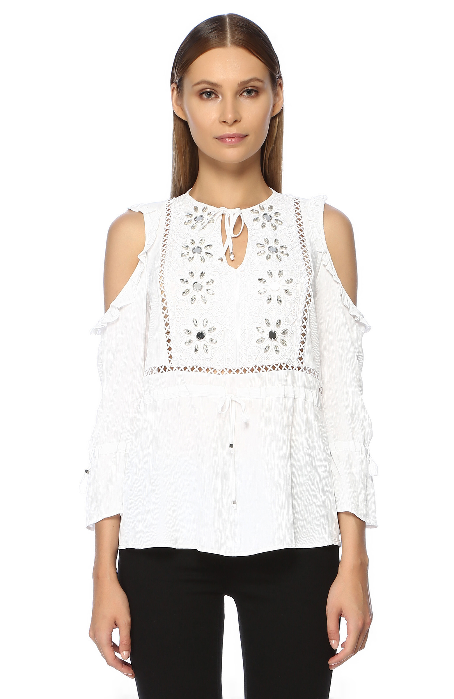 V Yaka Beyaz Bluz V Yaka Beyaz Bluz