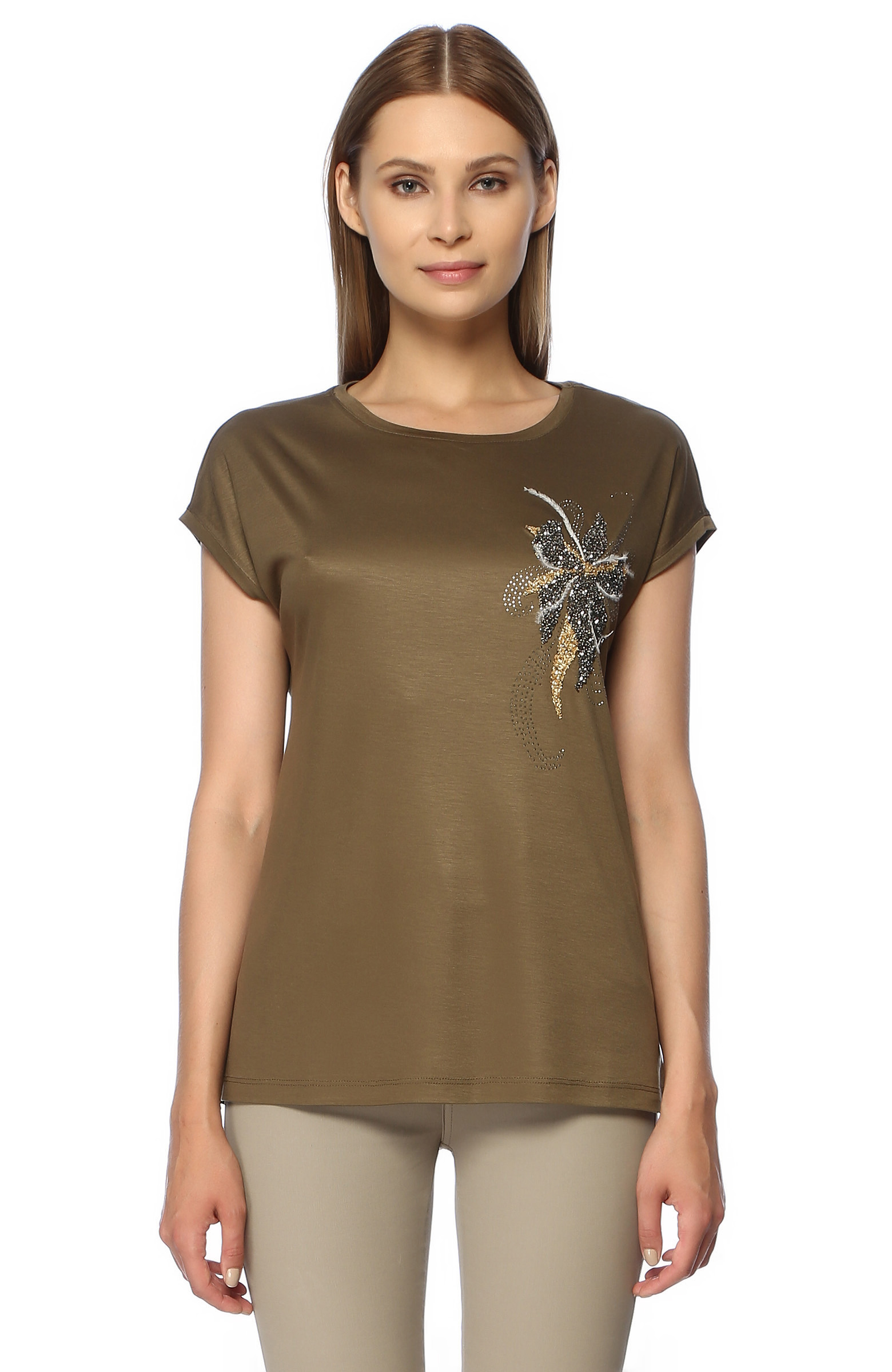 Bisiklet Yaka Haki Tshirt