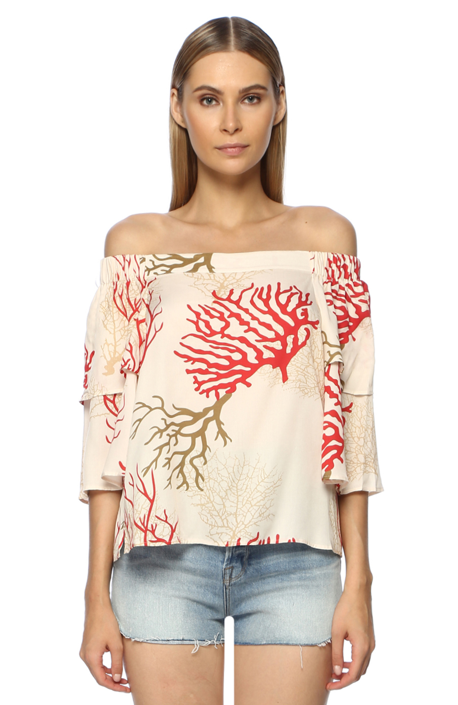 Kırmızı Ekru Bluz