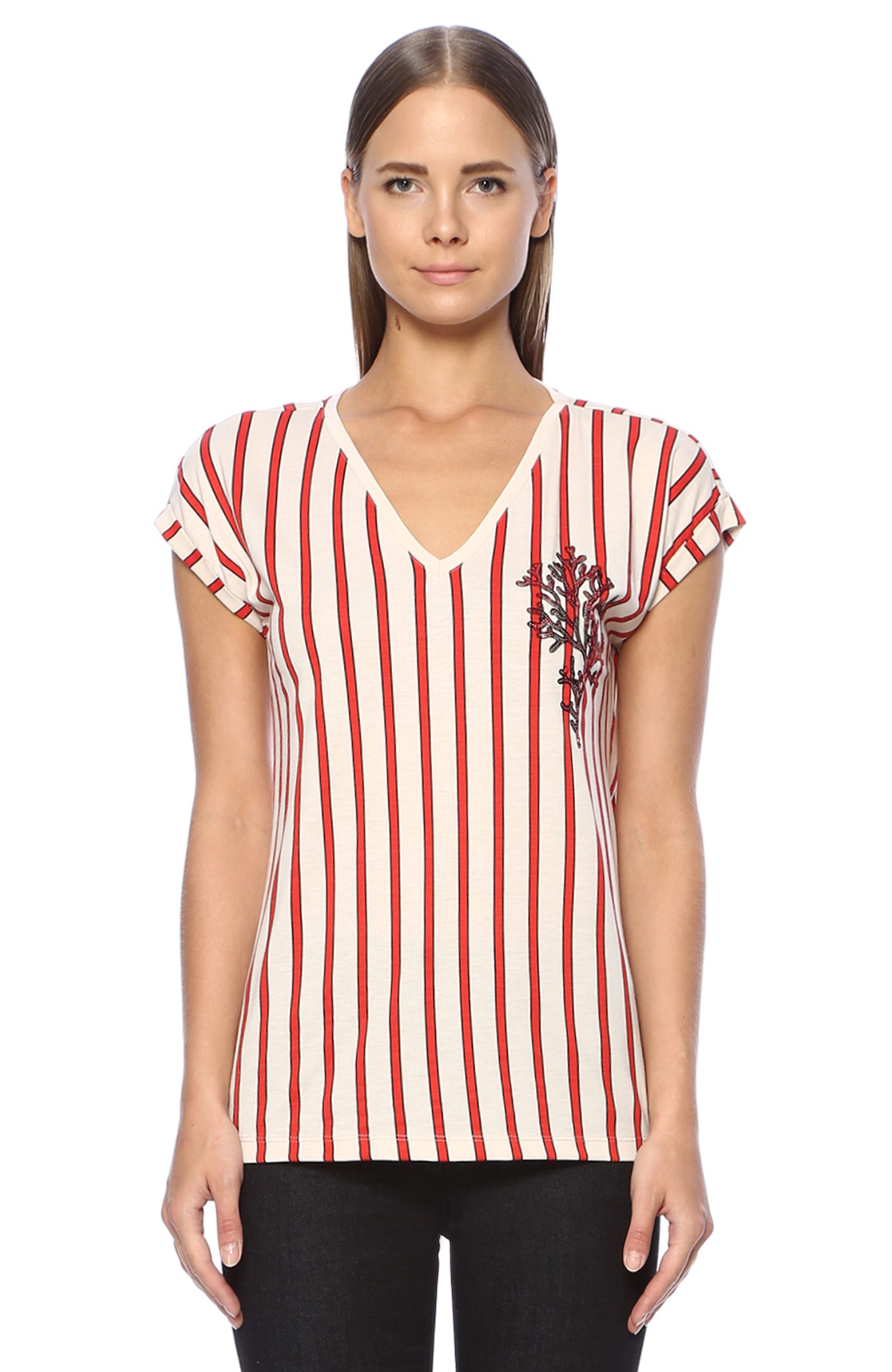 Çizgili Mercan Çizgili Tshirt Çizgili Mercan Çizgili Tshirt