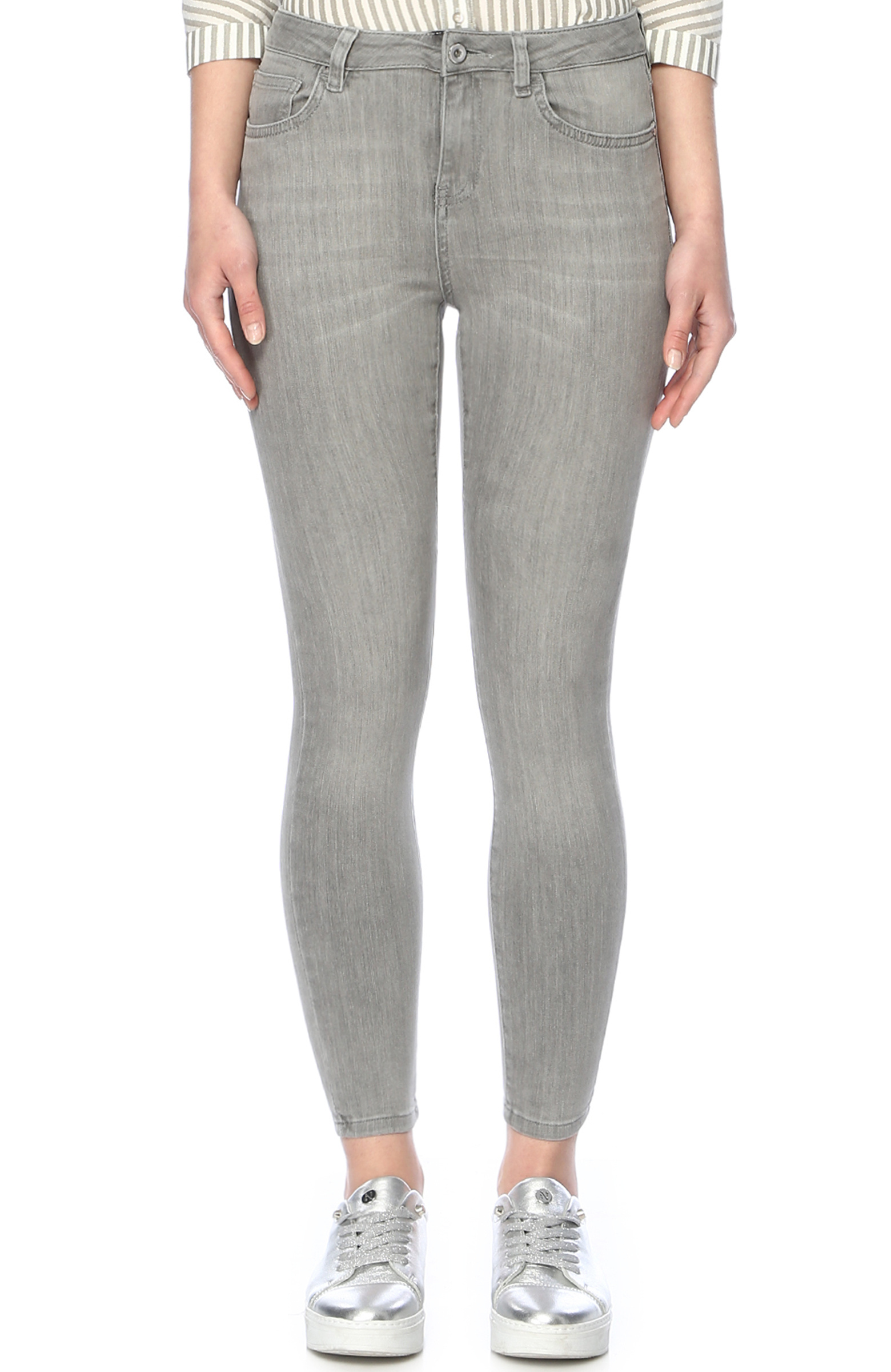 Slim Fit Gri Denim Pantolon