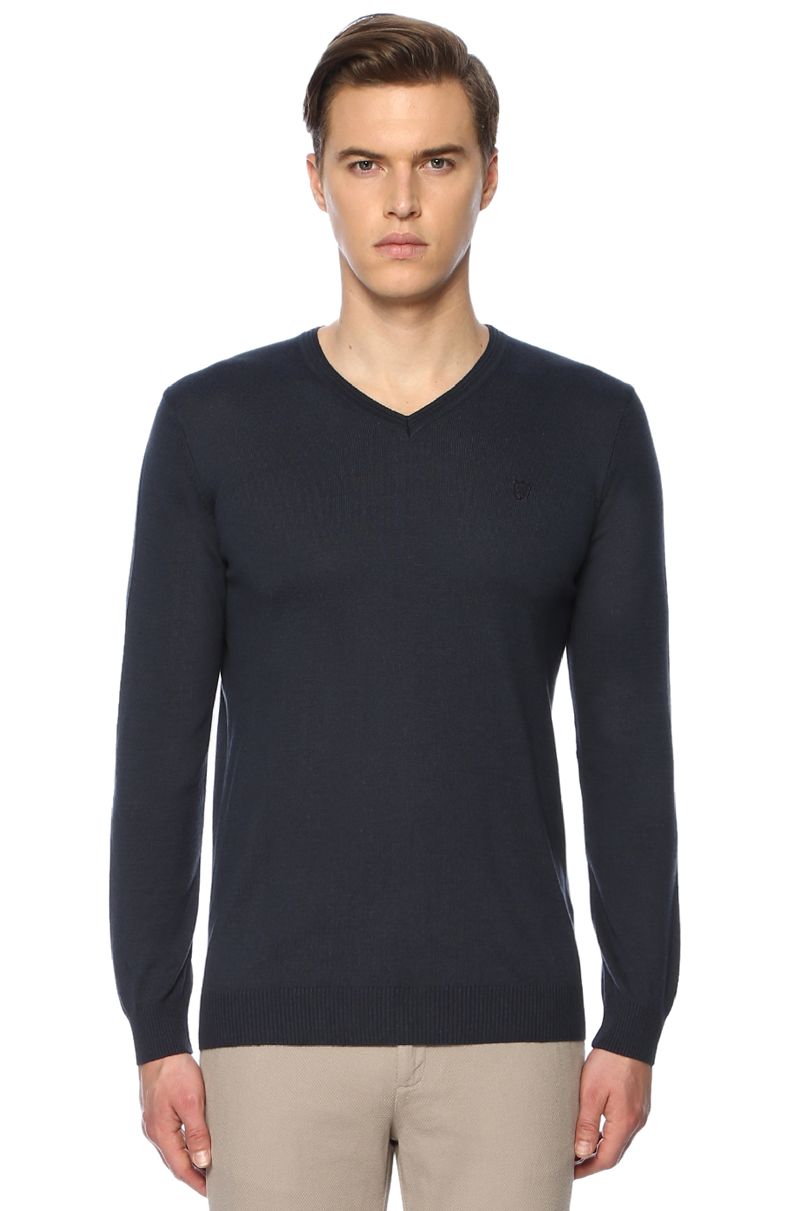 V Yaka Lacivert Triko