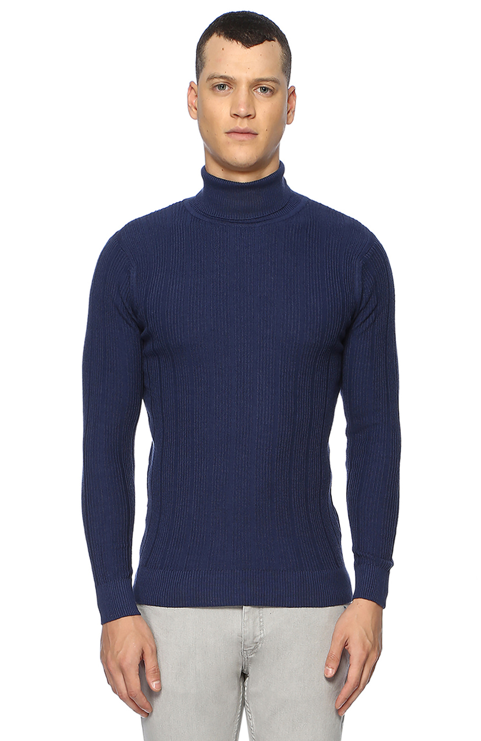 Balıkçı Yaka Saks Triko