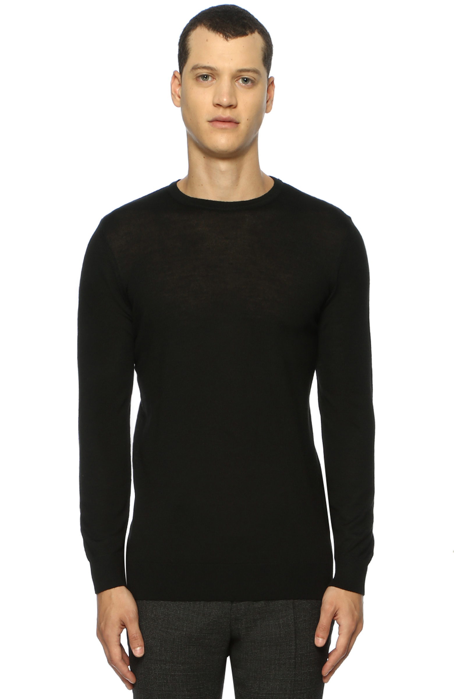 Bisiklet Yaka Siyah Triko