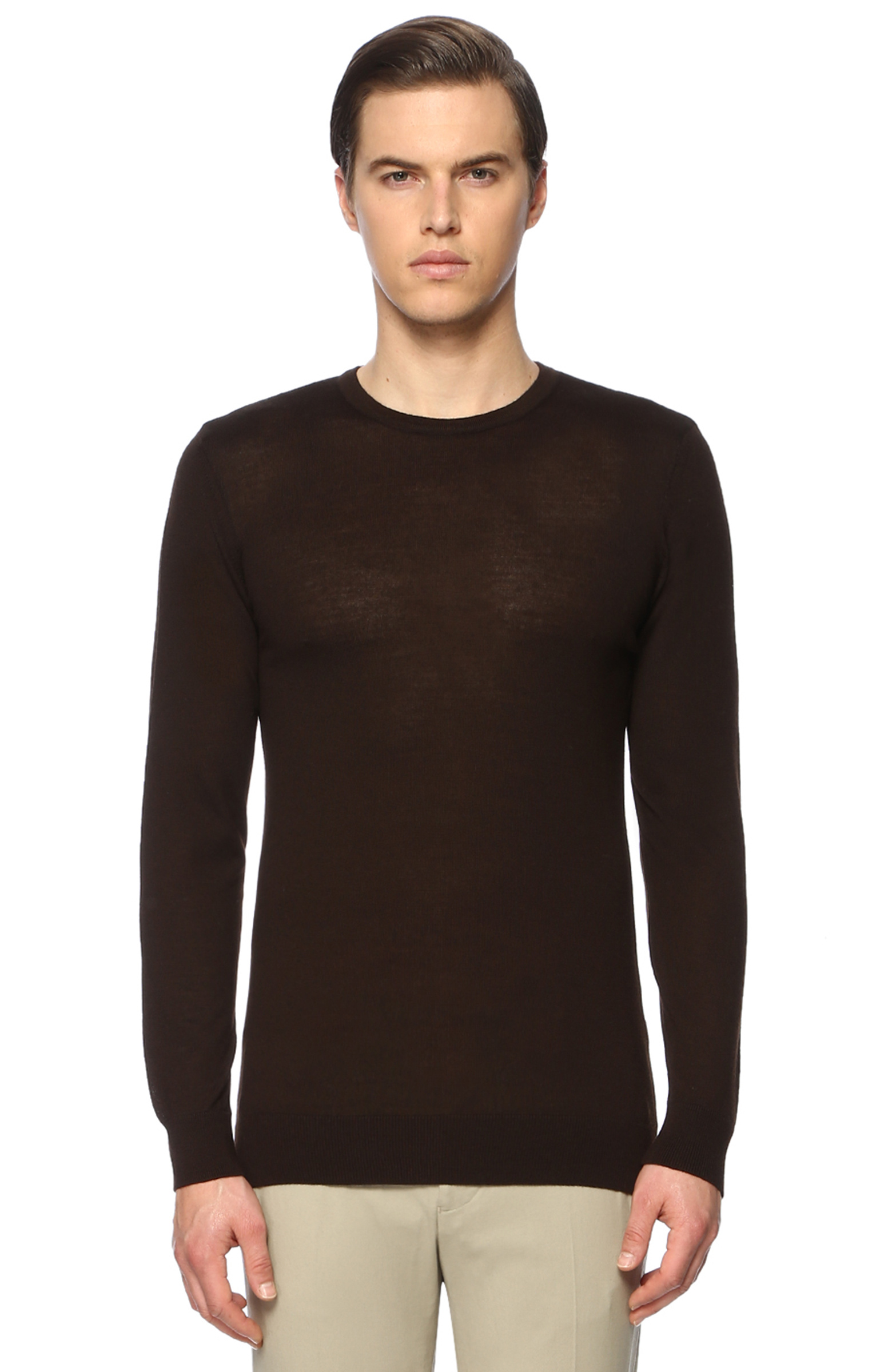 Bisiklet Yaka Kahverengi Triko