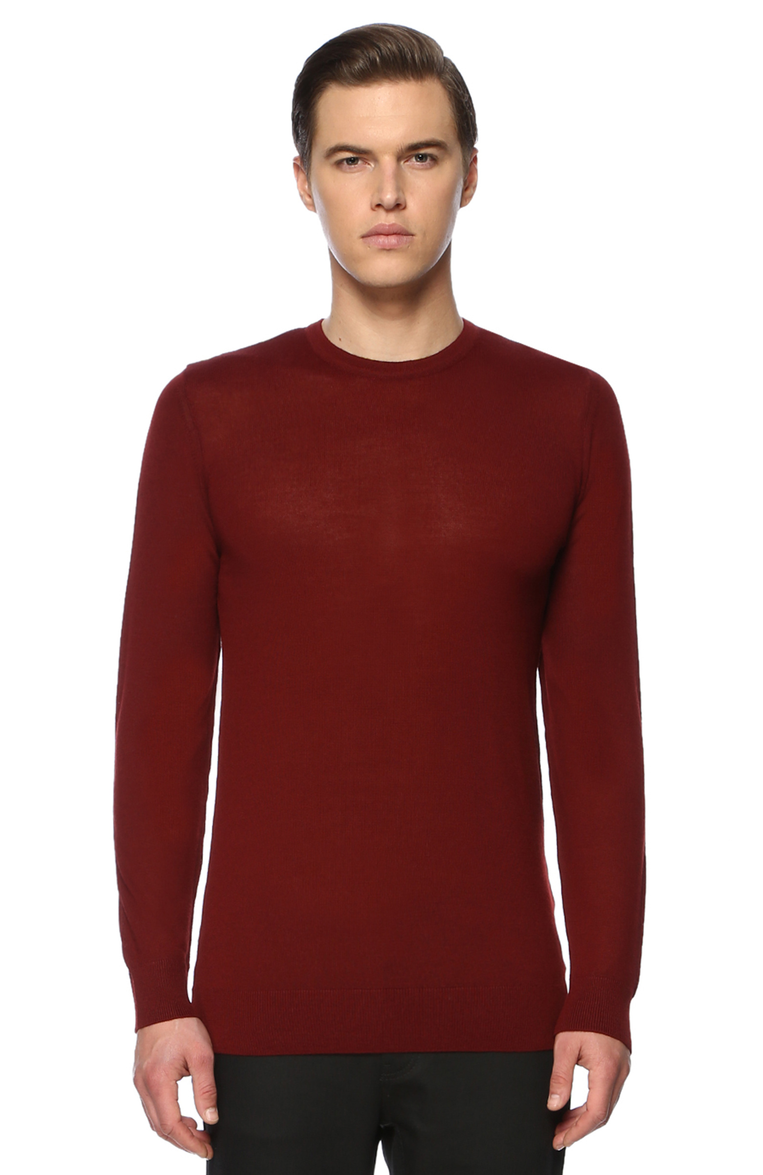 Bisiklet Yaka Kırmızı Triko