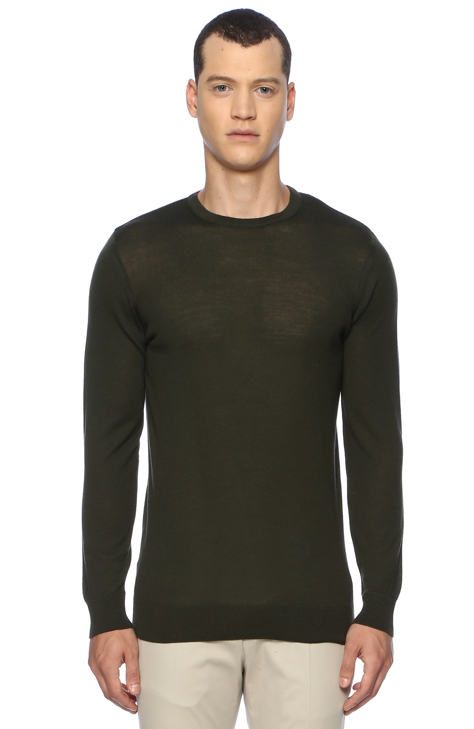 Bisiklet Yaka Haki Triko