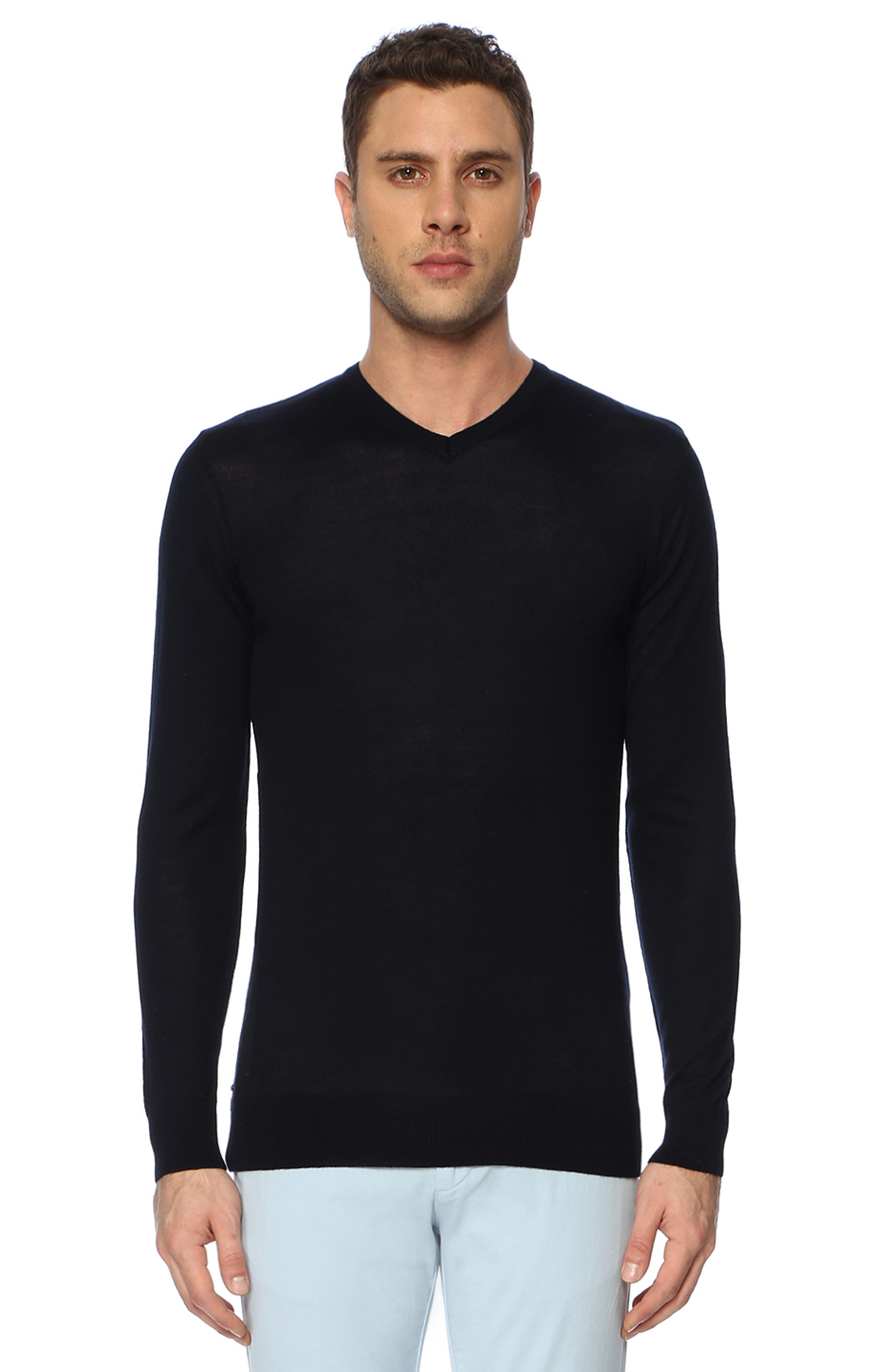 V Yaka Lacivert Triko