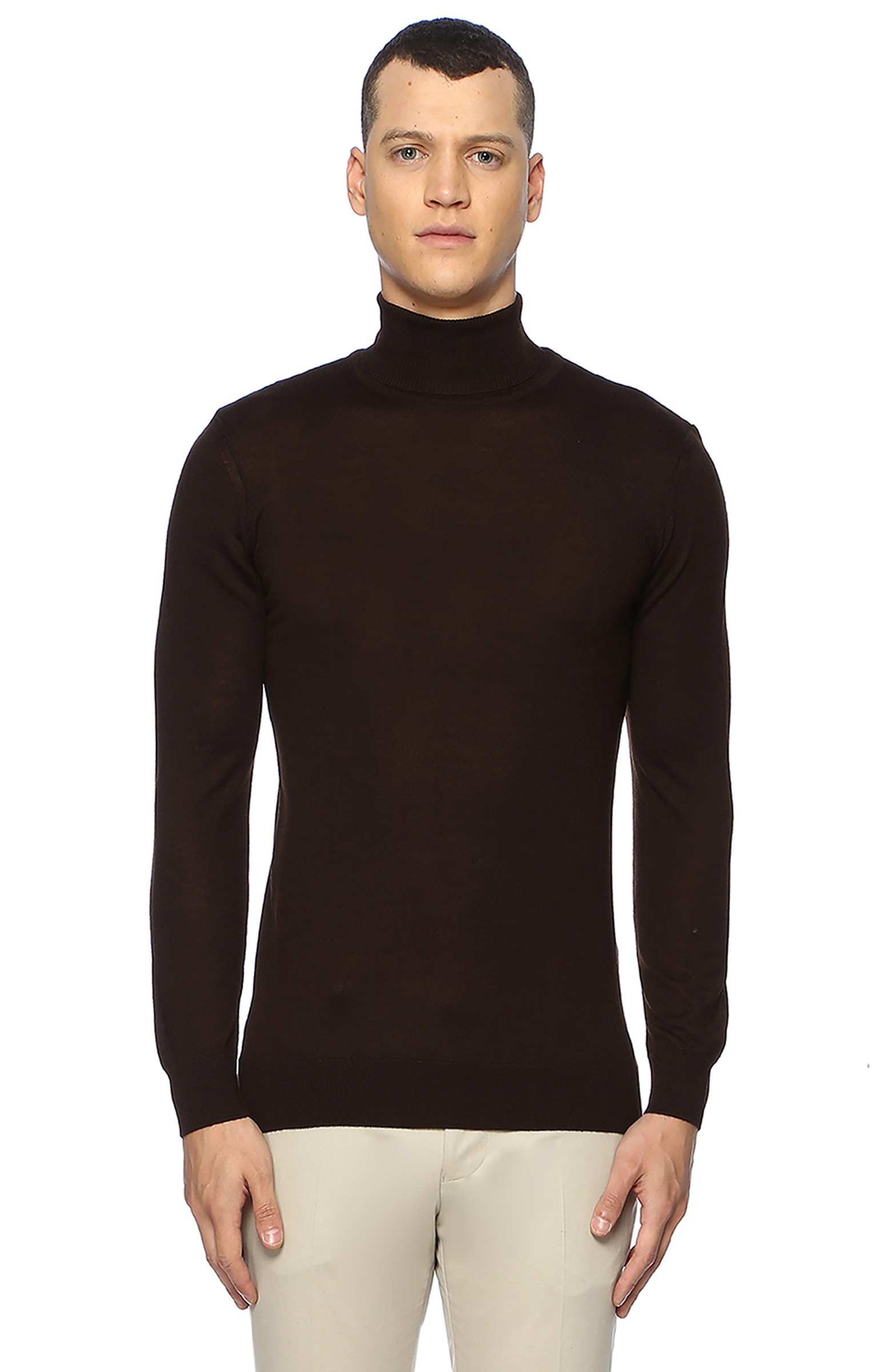 Balıkçı Yaka Kahverengi Triko